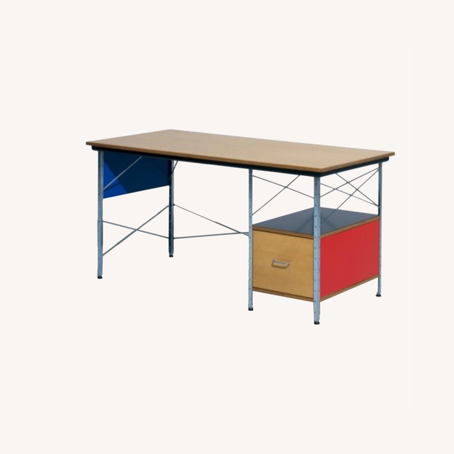 Herman Miller Eames Desk Blue & Red Side Panels - AptDeco