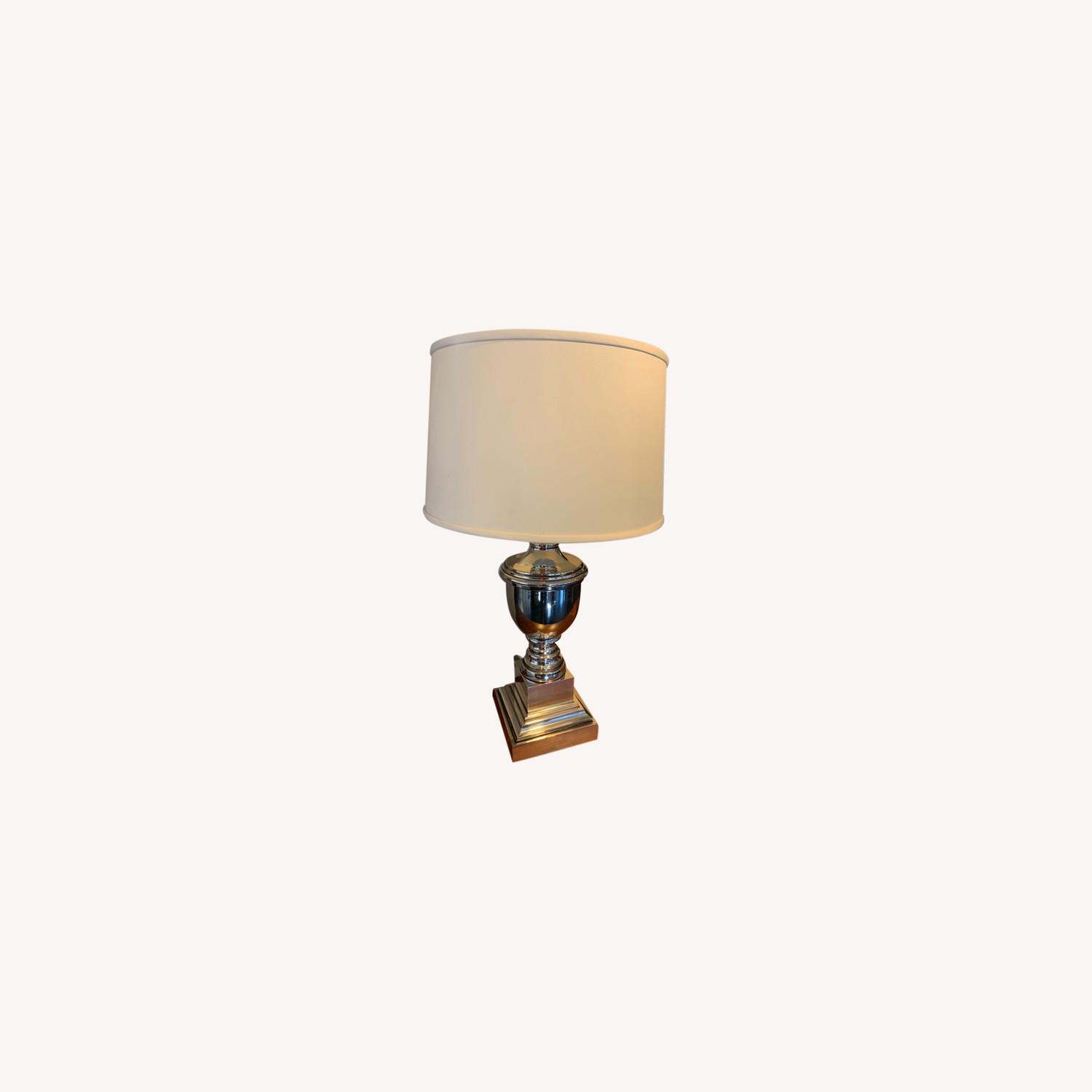 Ethan Allen Otis Large Silver Table Lamp - Pair - AptDeco