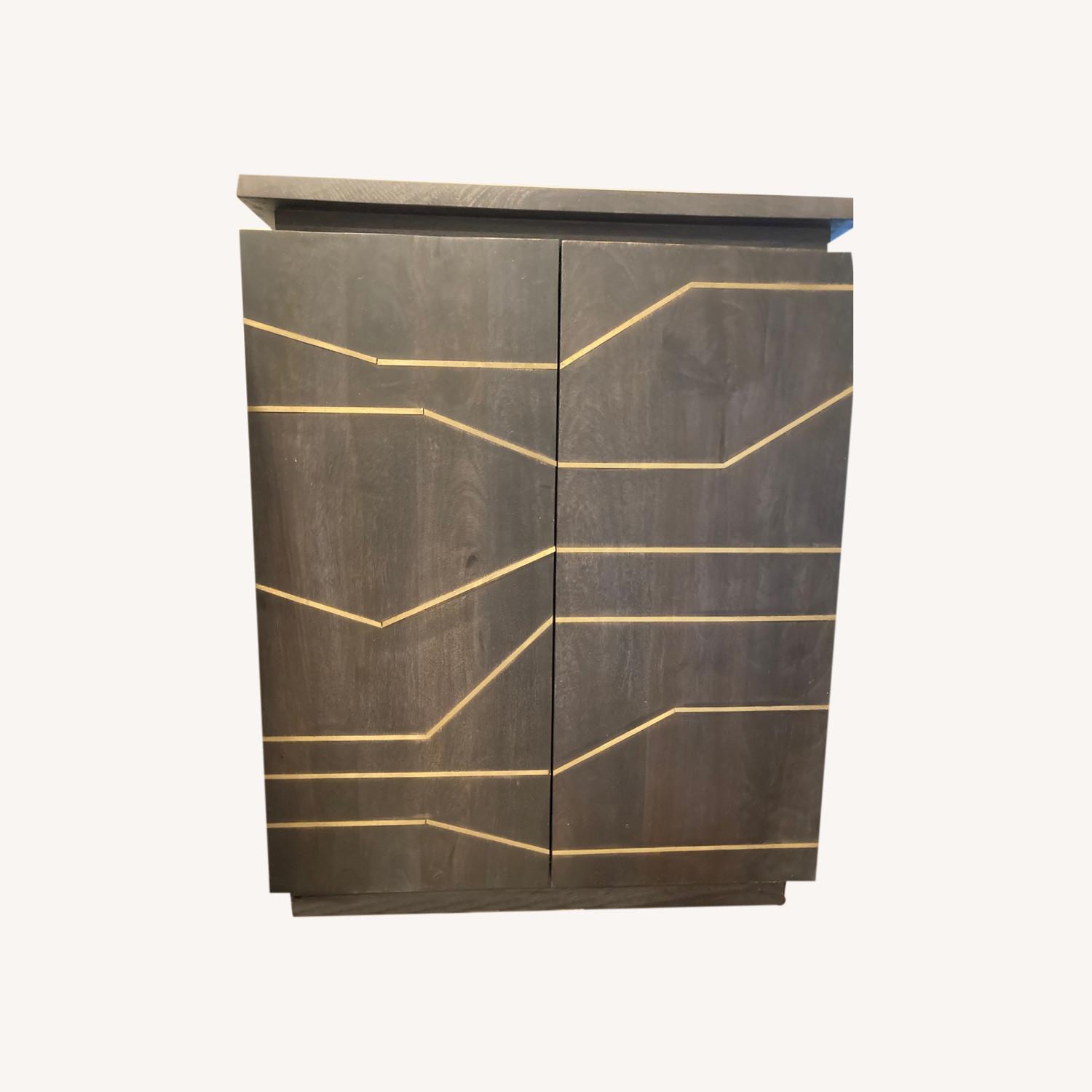 CB2 Wood Sideboard with Brass Inlay - AptDeco