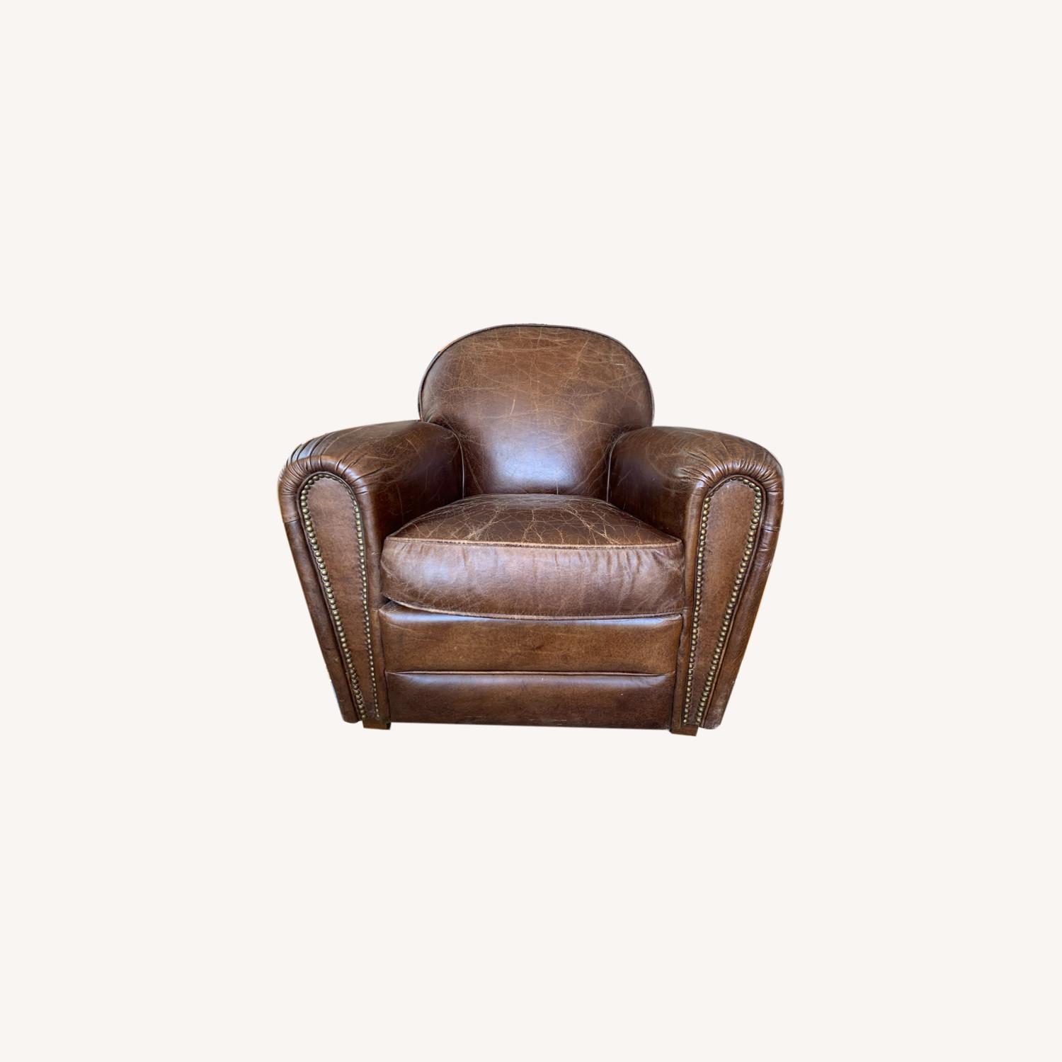 Small, Genuine Leather Club Chair - AptDeco