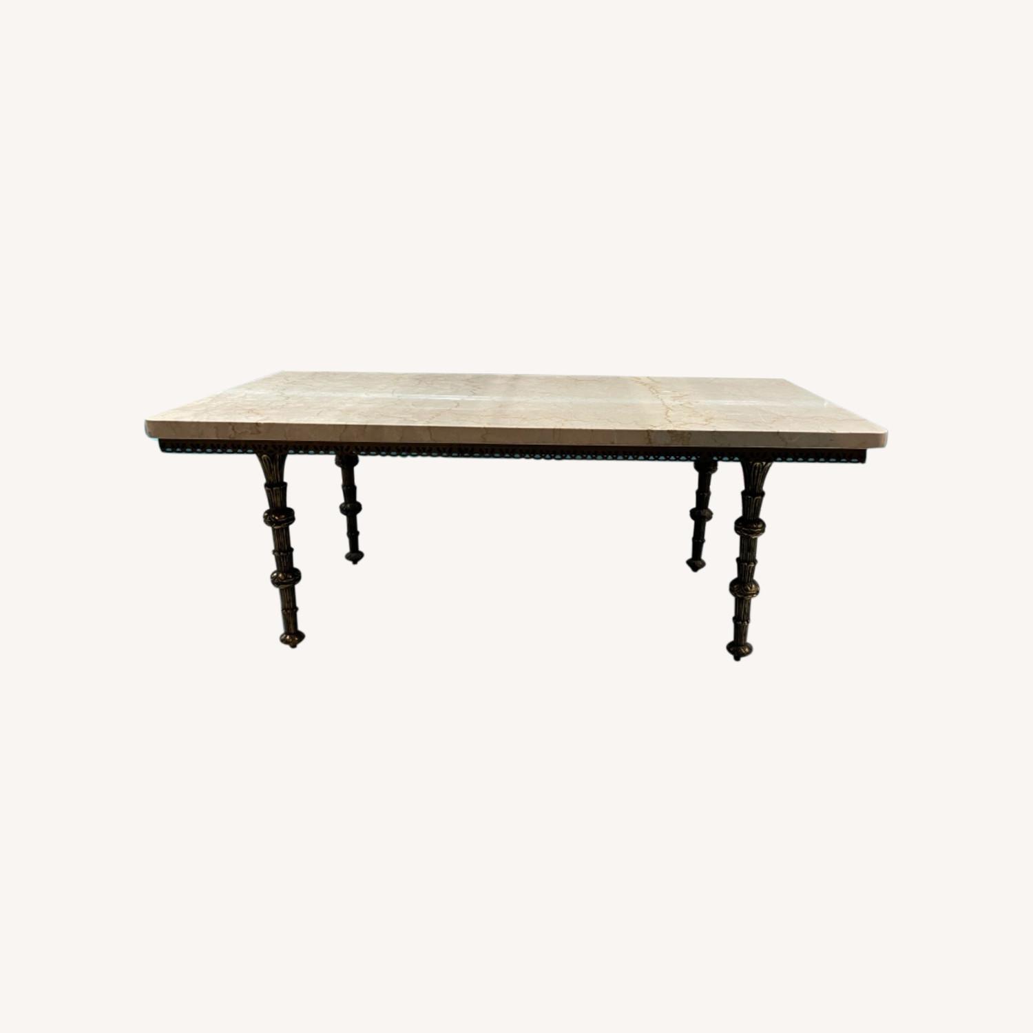 Antique Brass & Greek Marble Coffee Table - AptDeco