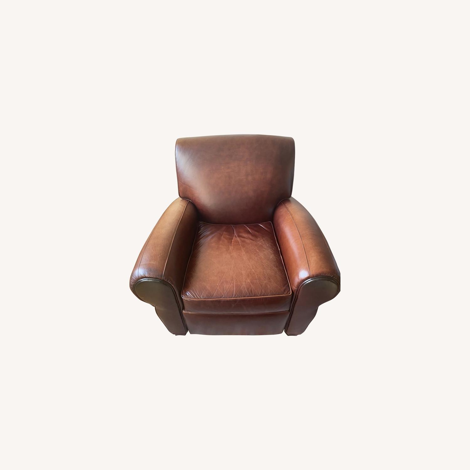 Pottery Barn Brown Leather Armchair - Recliner - AptDeco