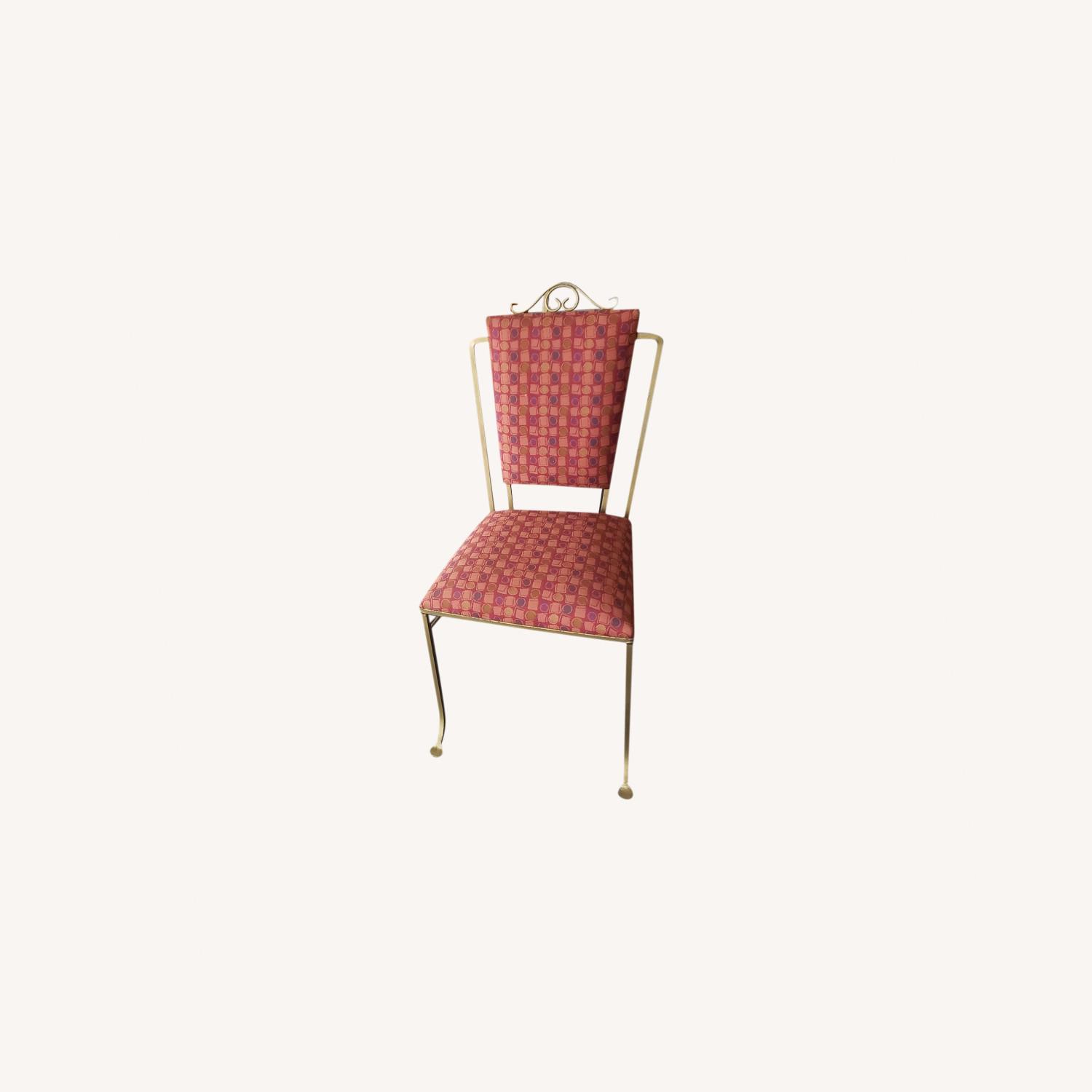 Brass Upholstered Red Dining Chairs, set of four - AptDeco