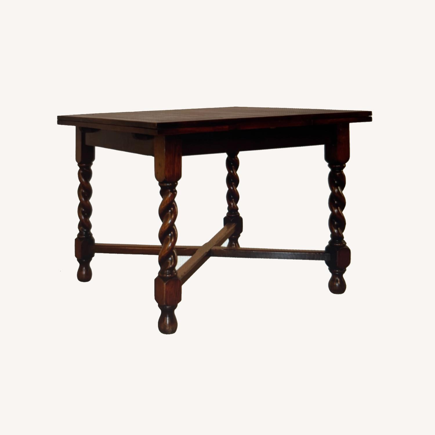 Expandable Oak Dining Table w/ Twisted Legs - AptDeco