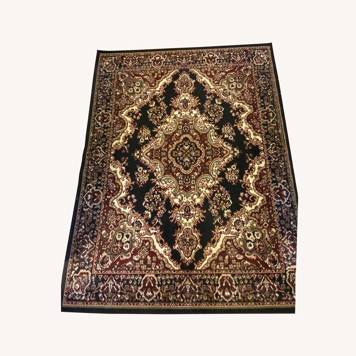 Turkish Black Patterned Area Rug - AptDeco