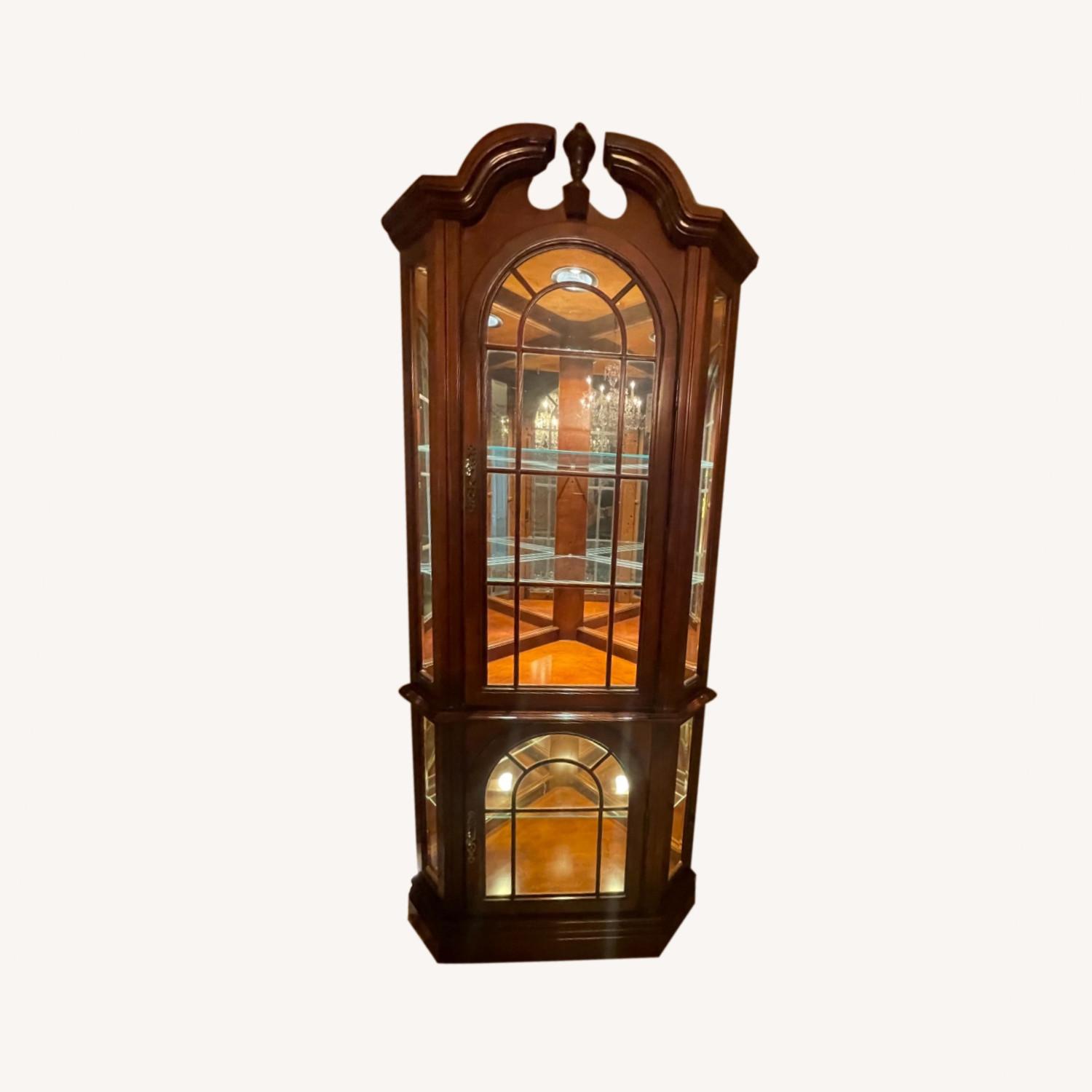 Vintage 1970s Corner Cabinet w/ Lights - AptDeco