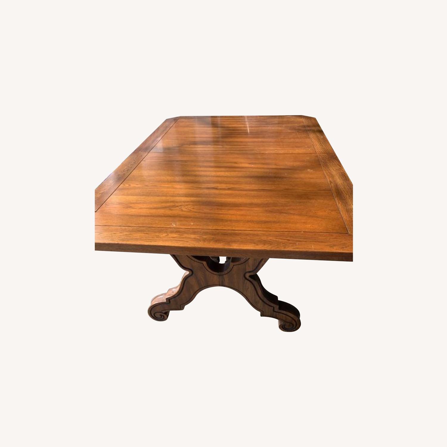 Solid Oak Link Taylor Table (1970) with 6 Chairs - AptDeco