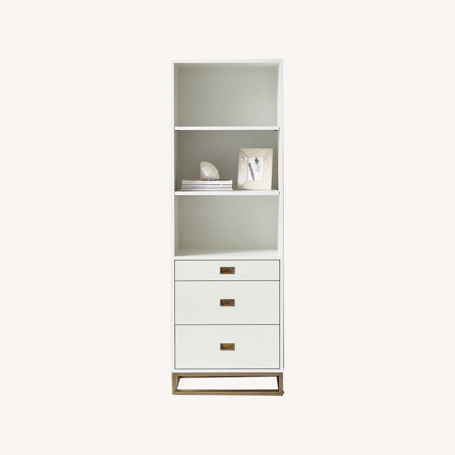 Restoration Hardware Avalon Bookcase Tower With Metal Base - AptDeco