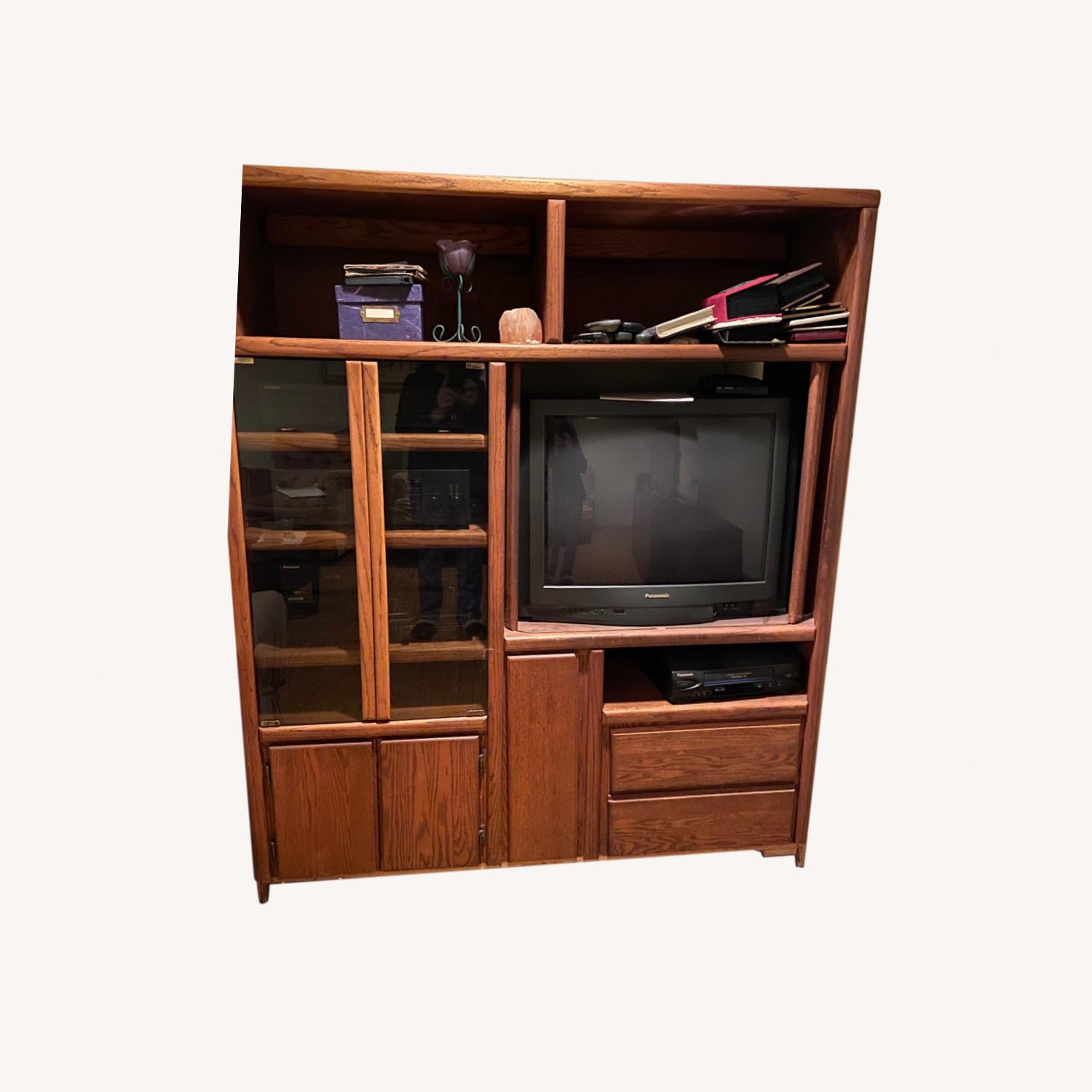 Solid Oak Wall Unit in Natural State - AptDeco