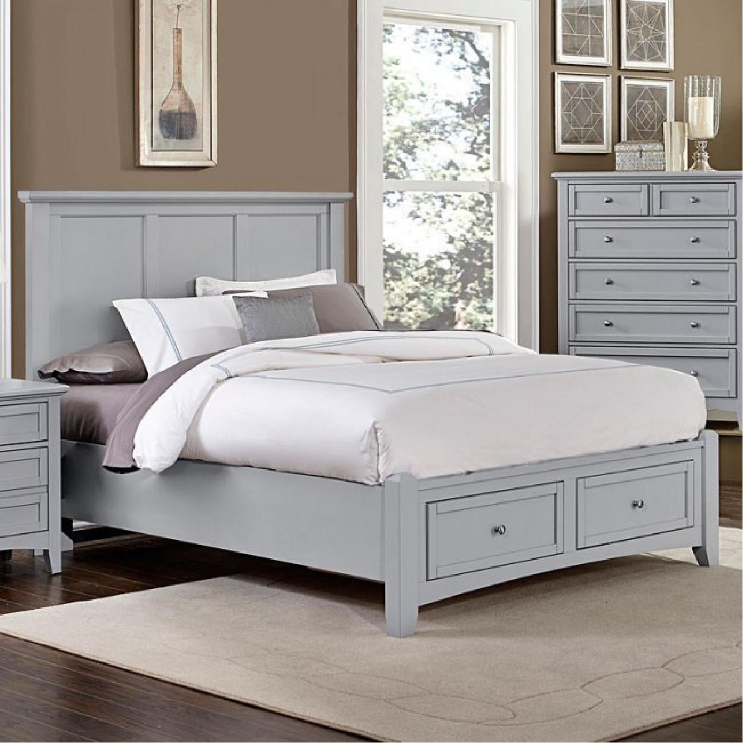 Vaughan Bassett Gray Wood Storage Bed - AptDeco