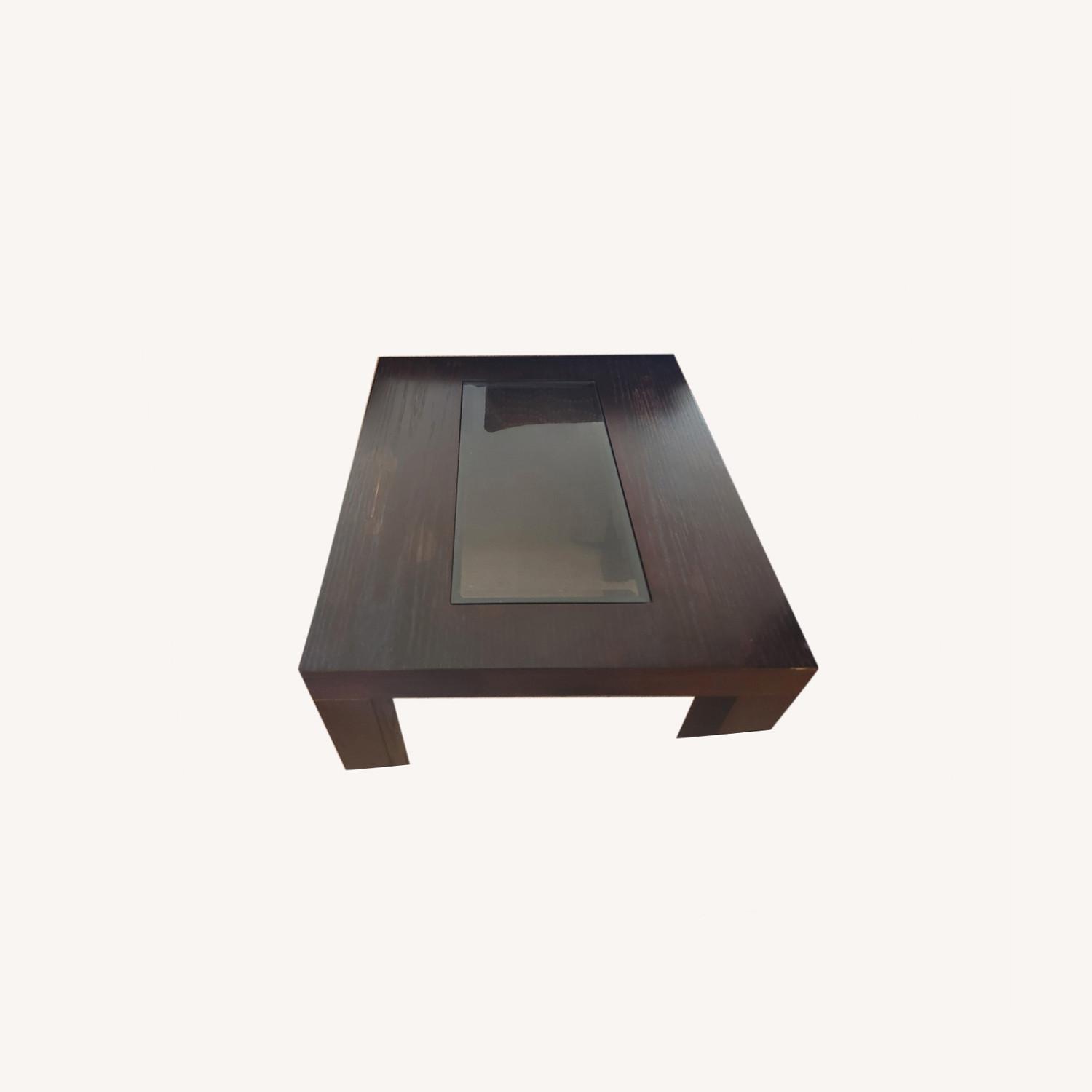 2 Side Table Wooden with Glass at Center - AptDeco