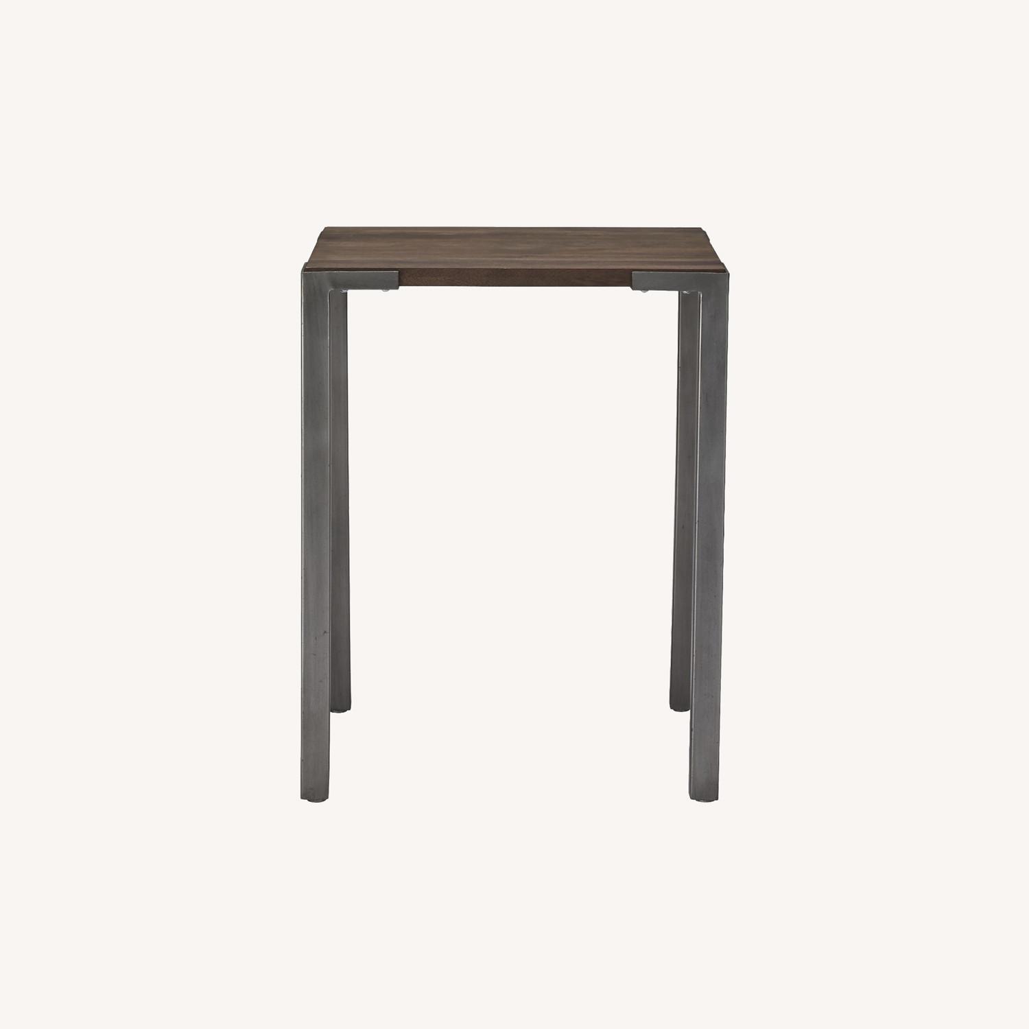 CB2 Wood Top & Iron Frane Bar Table - AptDeco