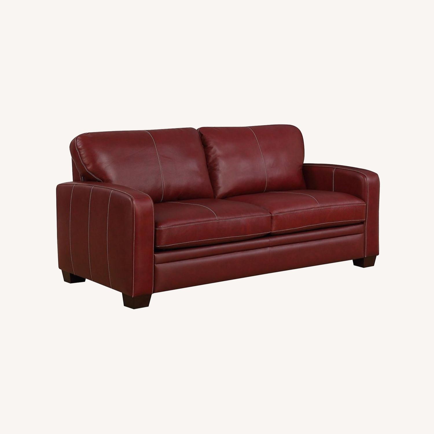 Jennifer Red Wine Leather Sofa - AptDeco