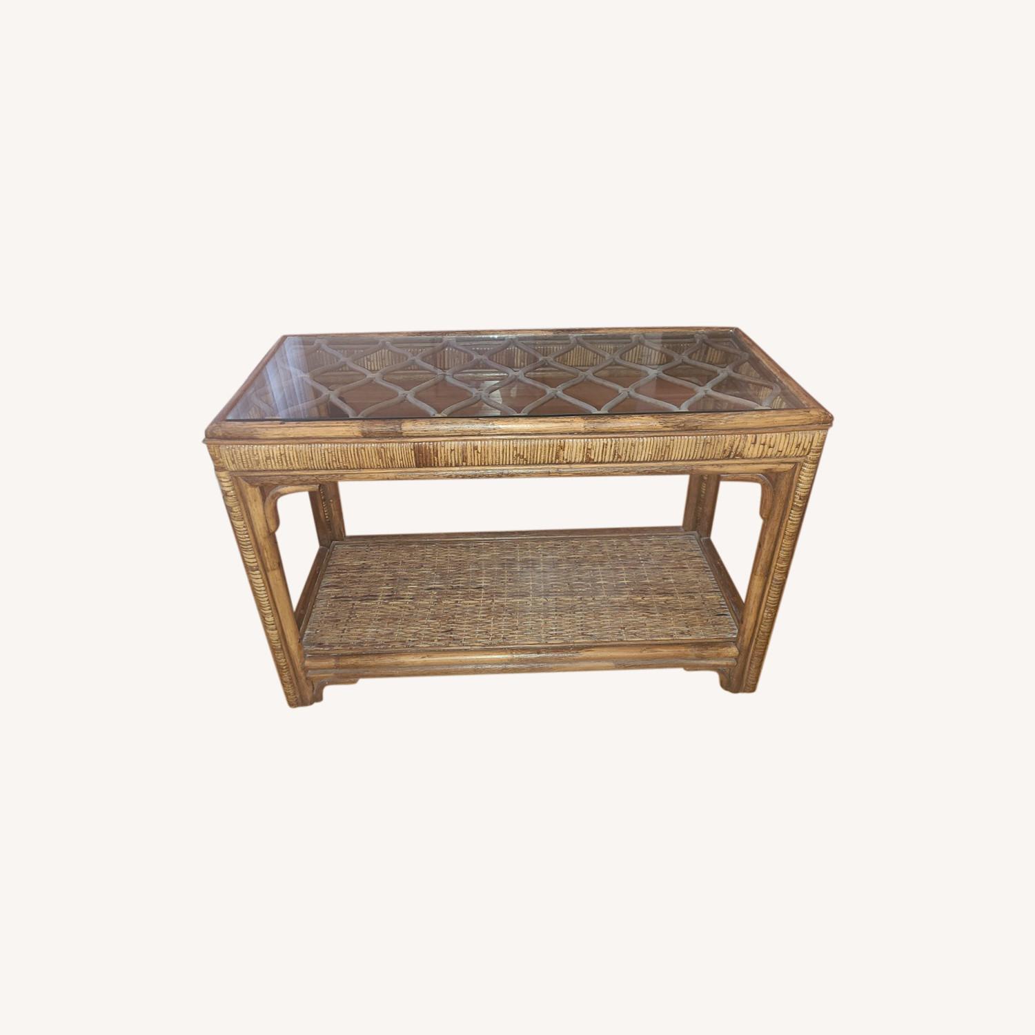 1970s Mid Century Bamboo Console Table - AptDeco