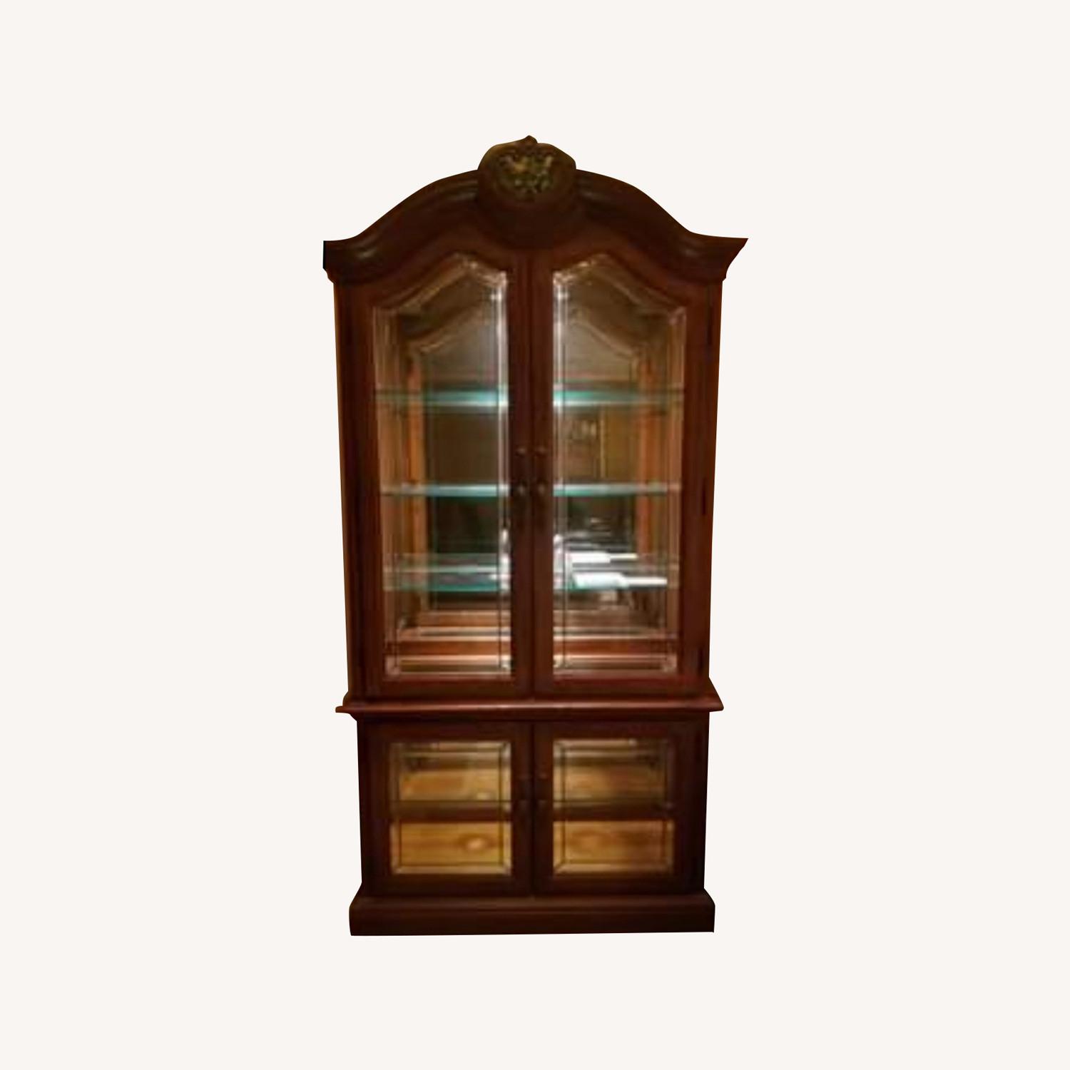 Thomasville Solid Wood Burl Lighted Curio - AptDeco