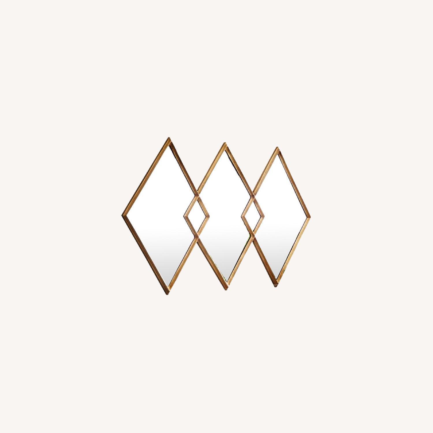 West Elm Overlapping Diamonds Mirror,Antique Brass - AptDeco