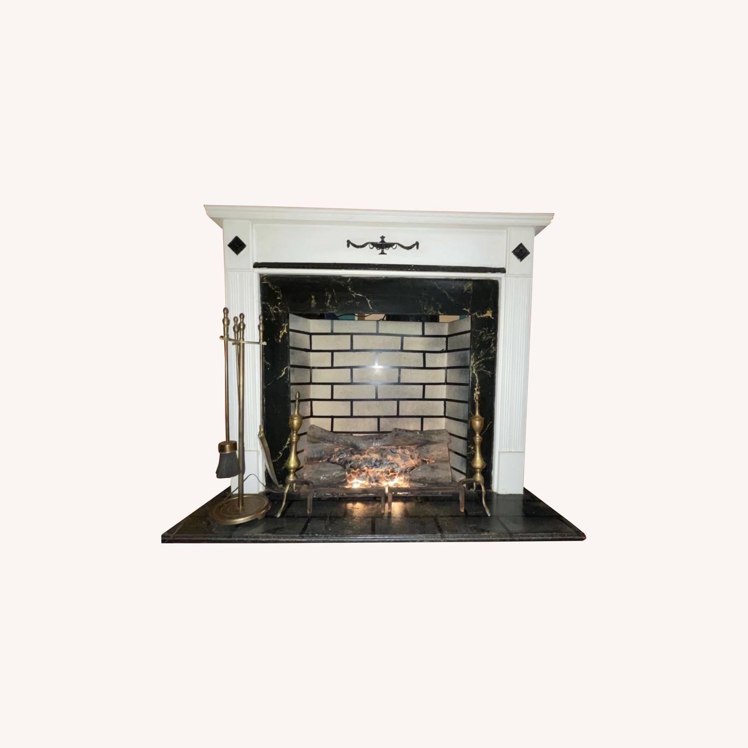 Vintage Decorative Wood & Metal Fireplace w/Lights - AptDeco