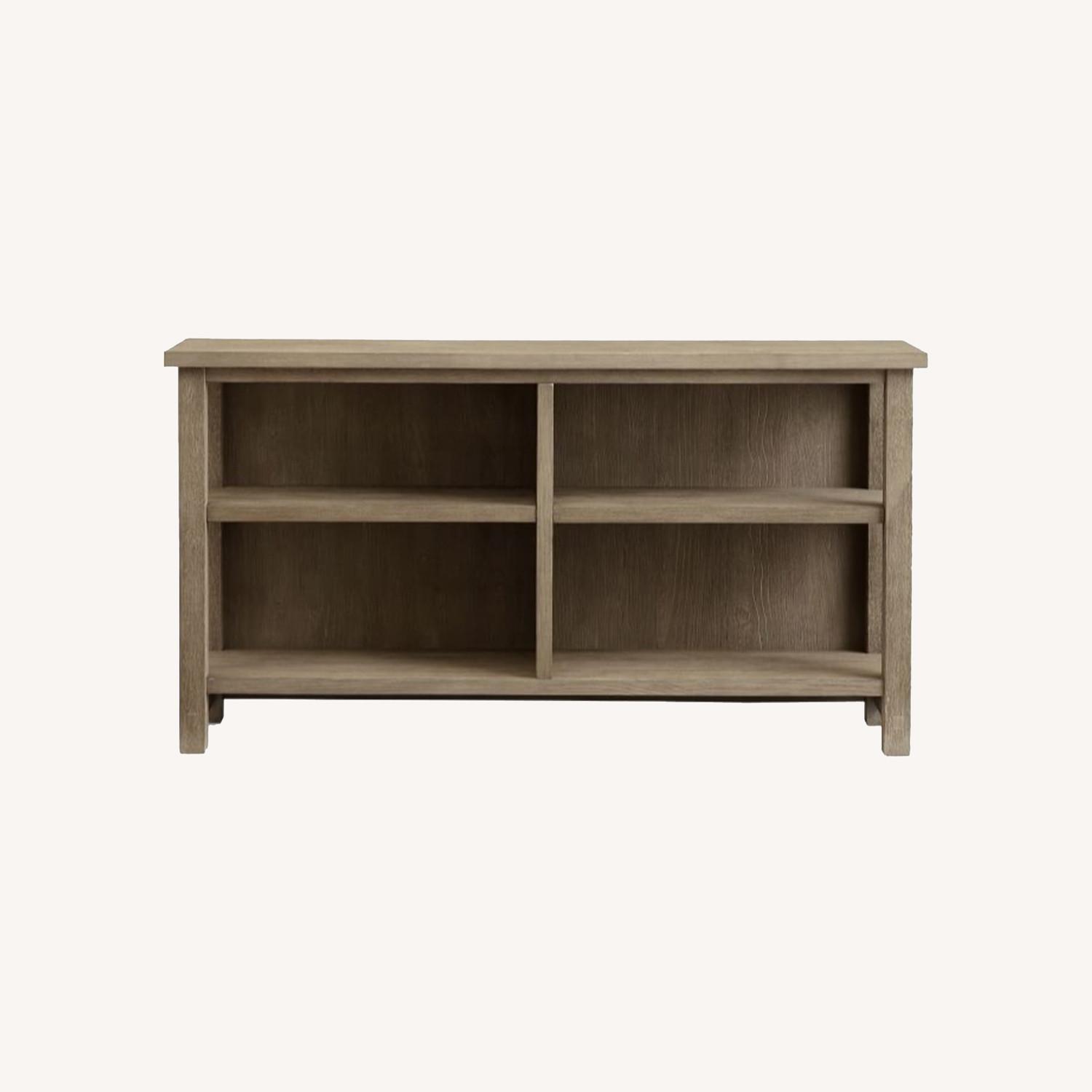 Pottery Barn Farmhouse Console Bookcase, Gray Wash - AptDeco
