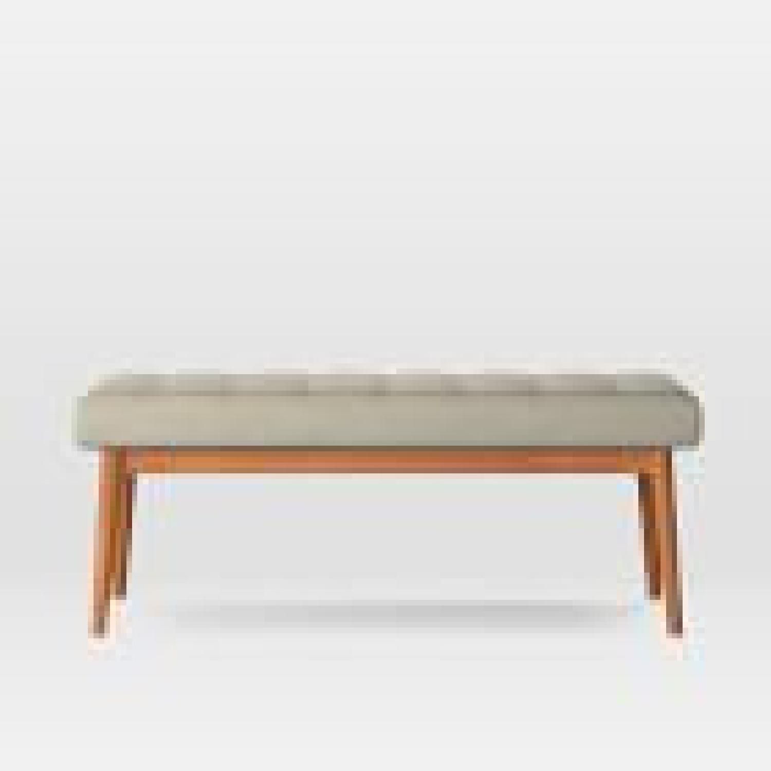West Elm Mid Century Upholstered Bench, Pearl Gray - AptDeco