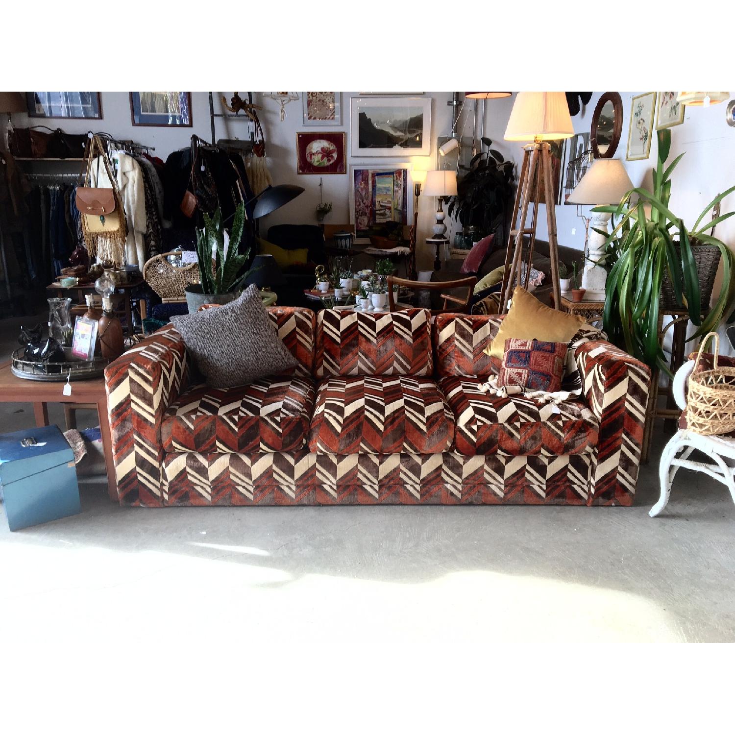 1970's Velvet Chevron Sofa - AptDeco