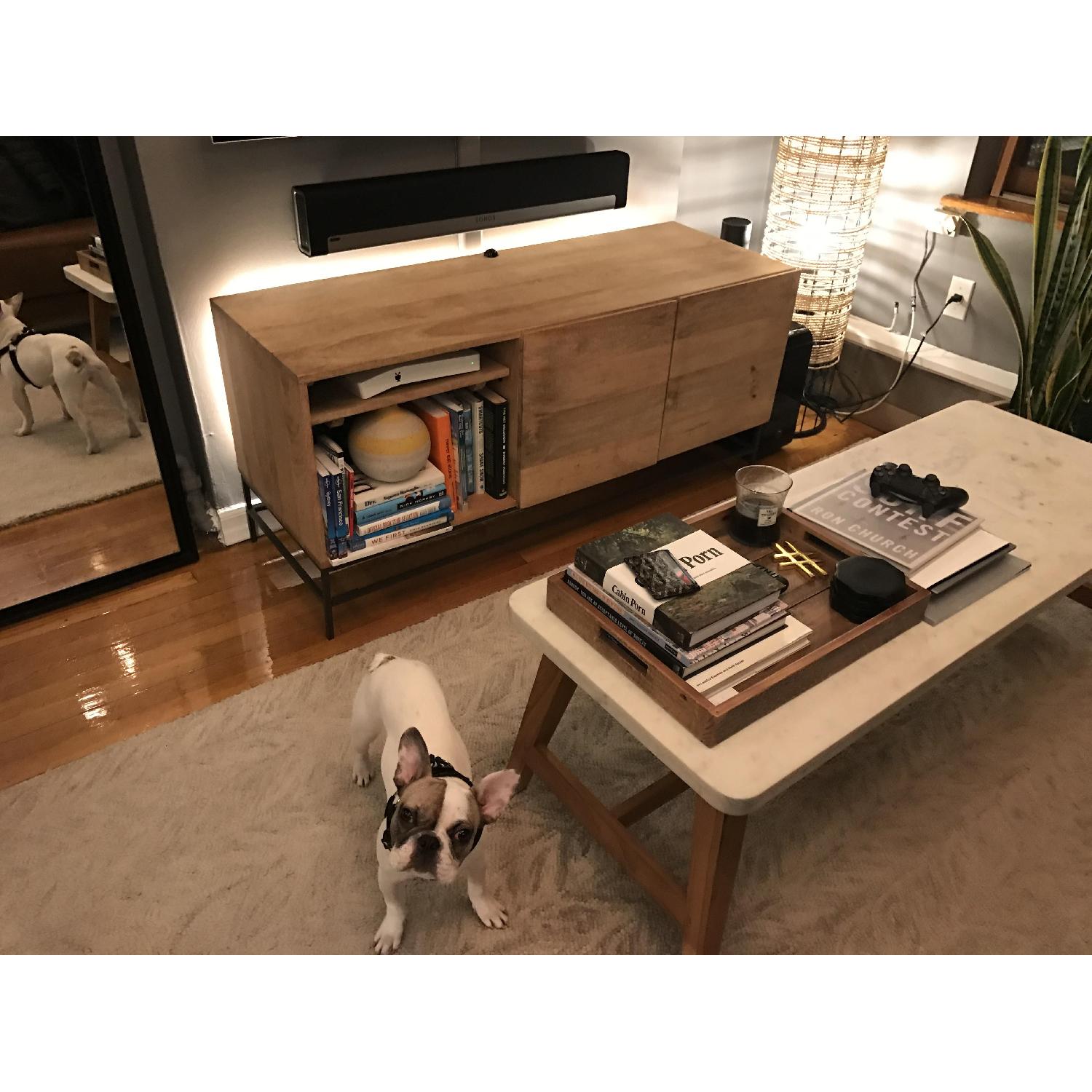 West Elm Rustic Industrial Solid Mango Wood Media Console - AptDeco