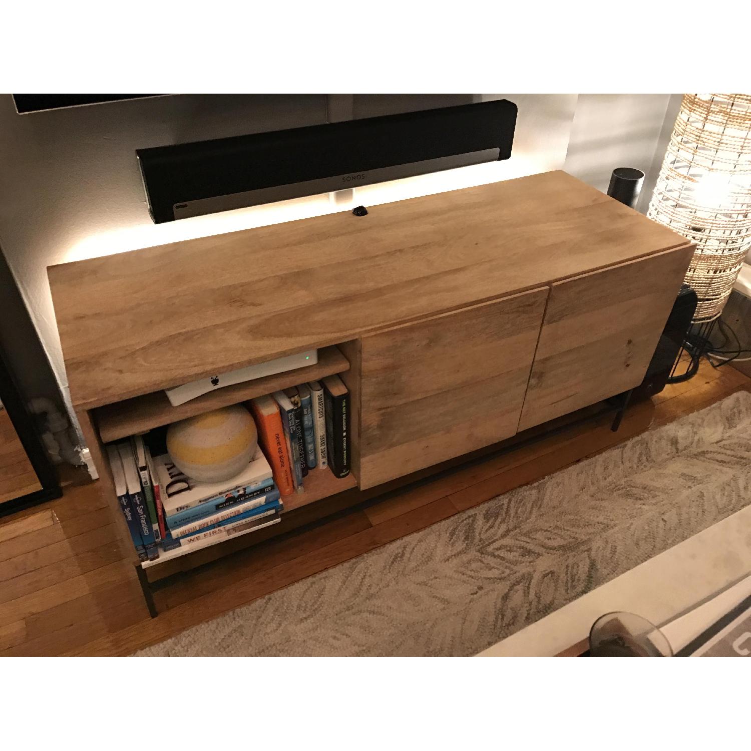 West Elm Rustic Industrial Solid Mango Wood Media Console - AptDeco