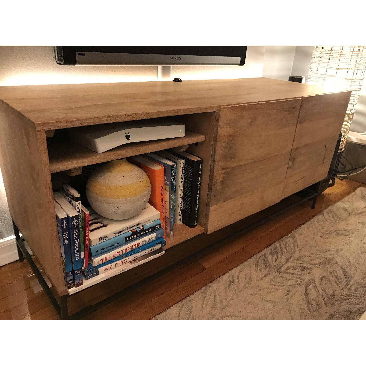 West Elm Rustic Industrial Solid Mango Wood Media Console - AptDeco