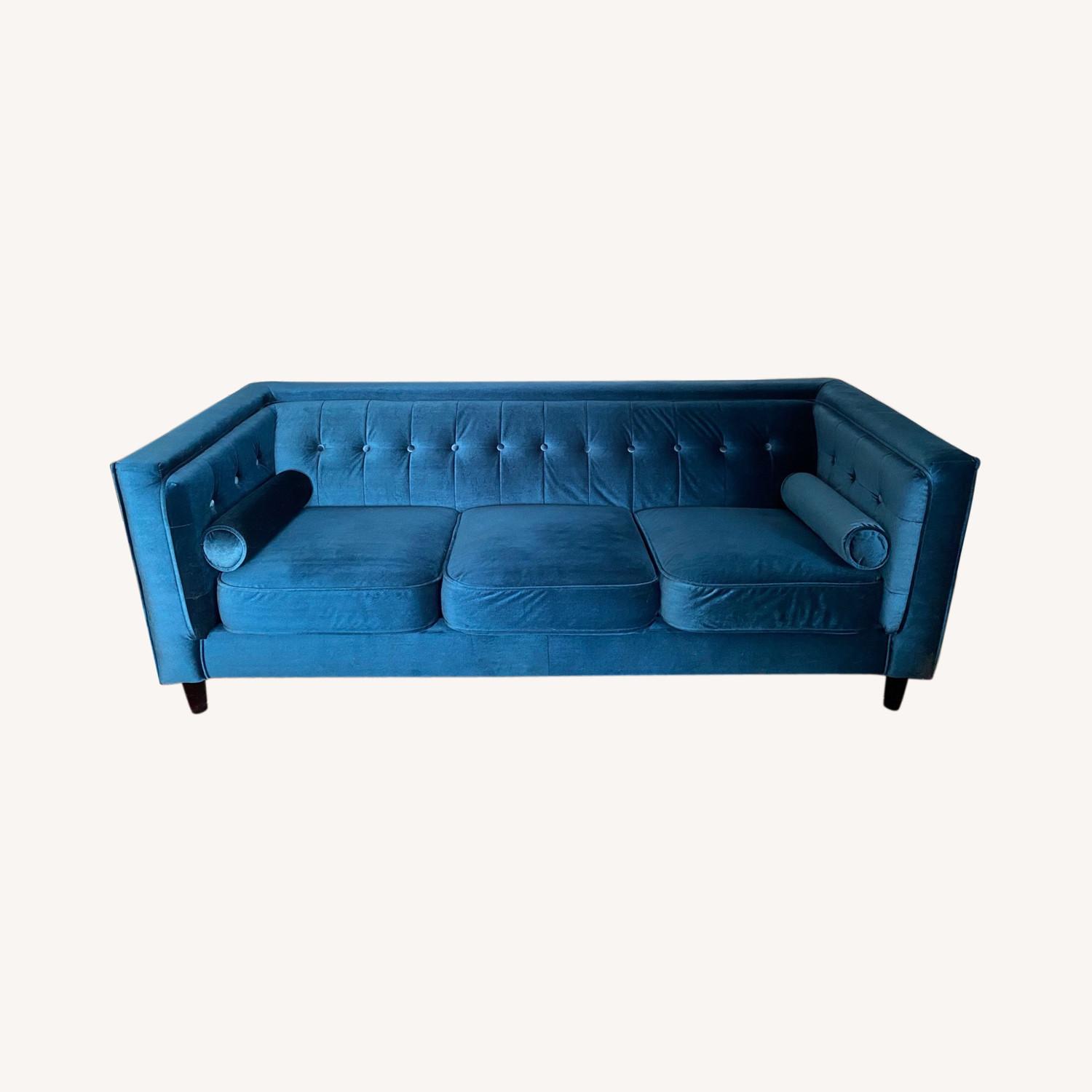 Roberta 84 Velvet Rolled Arm Chesterfield Sofa - AptDeco