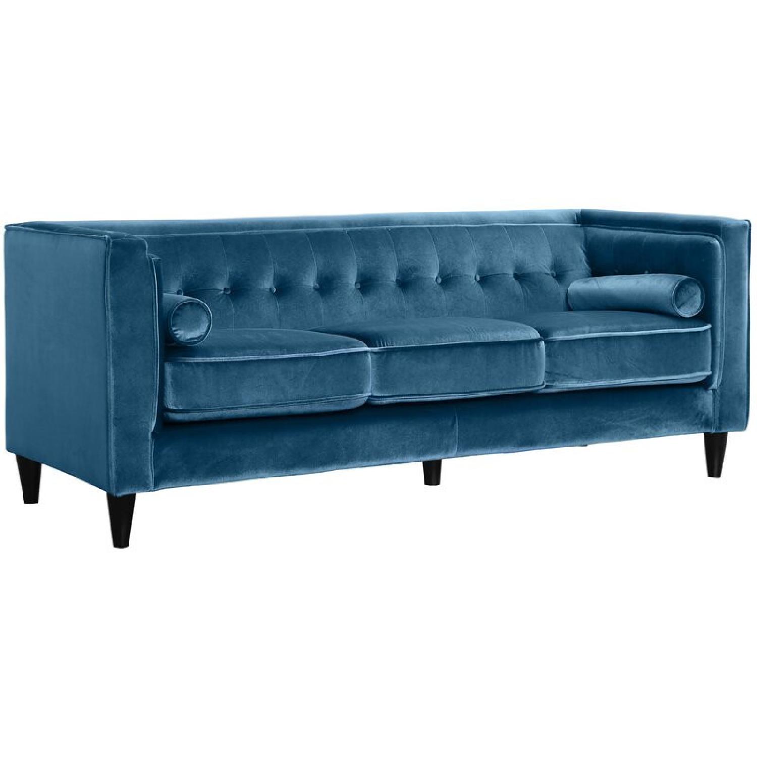 Roberta 84'' Velvet Rolled Arm Chesterfield Sofa - AptDeco