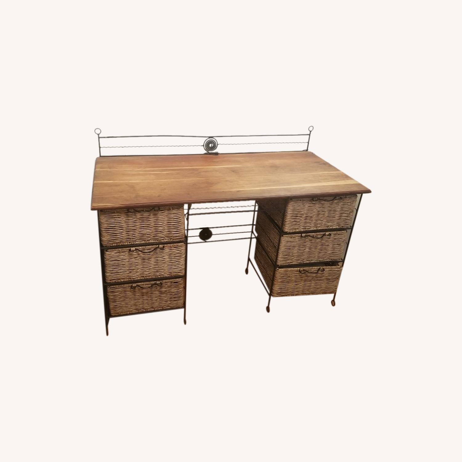 Zimbabwean Teak and Wrought Iron Desk - AptDeco