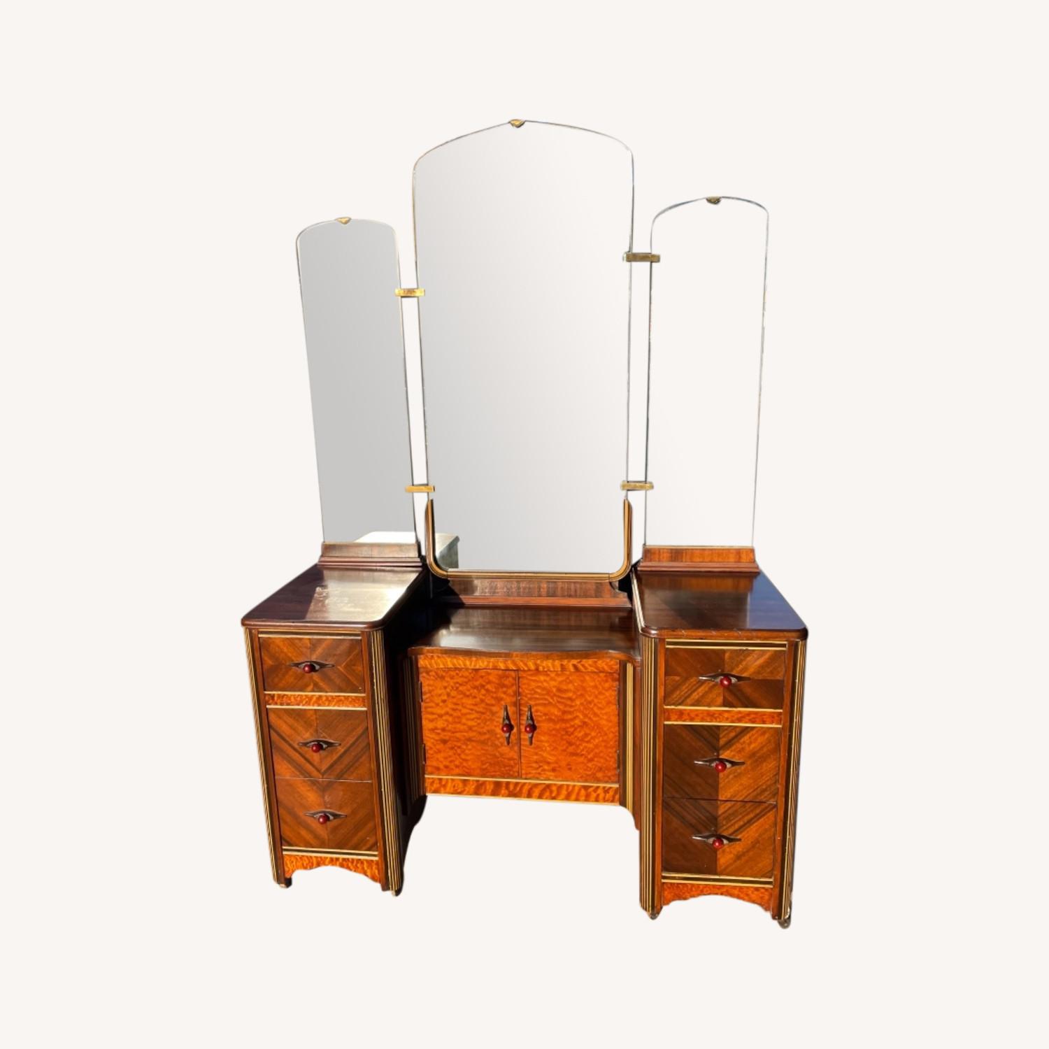 Vintage 1940s Art Deco Vanity w/ Original Handle - AptDeco