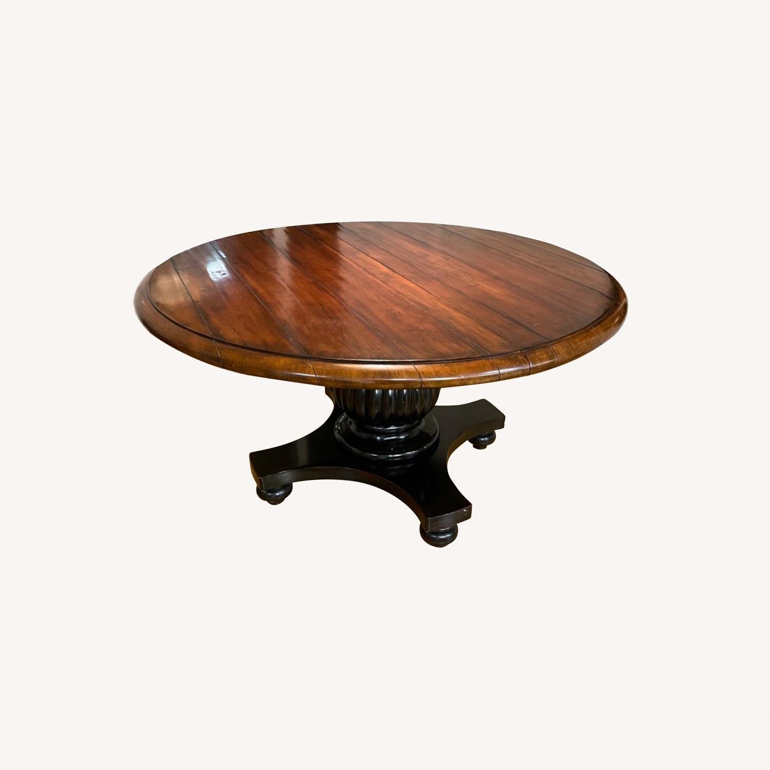 Raymour & Flanigan Solid Wood Round Table with Extension - AptDeco