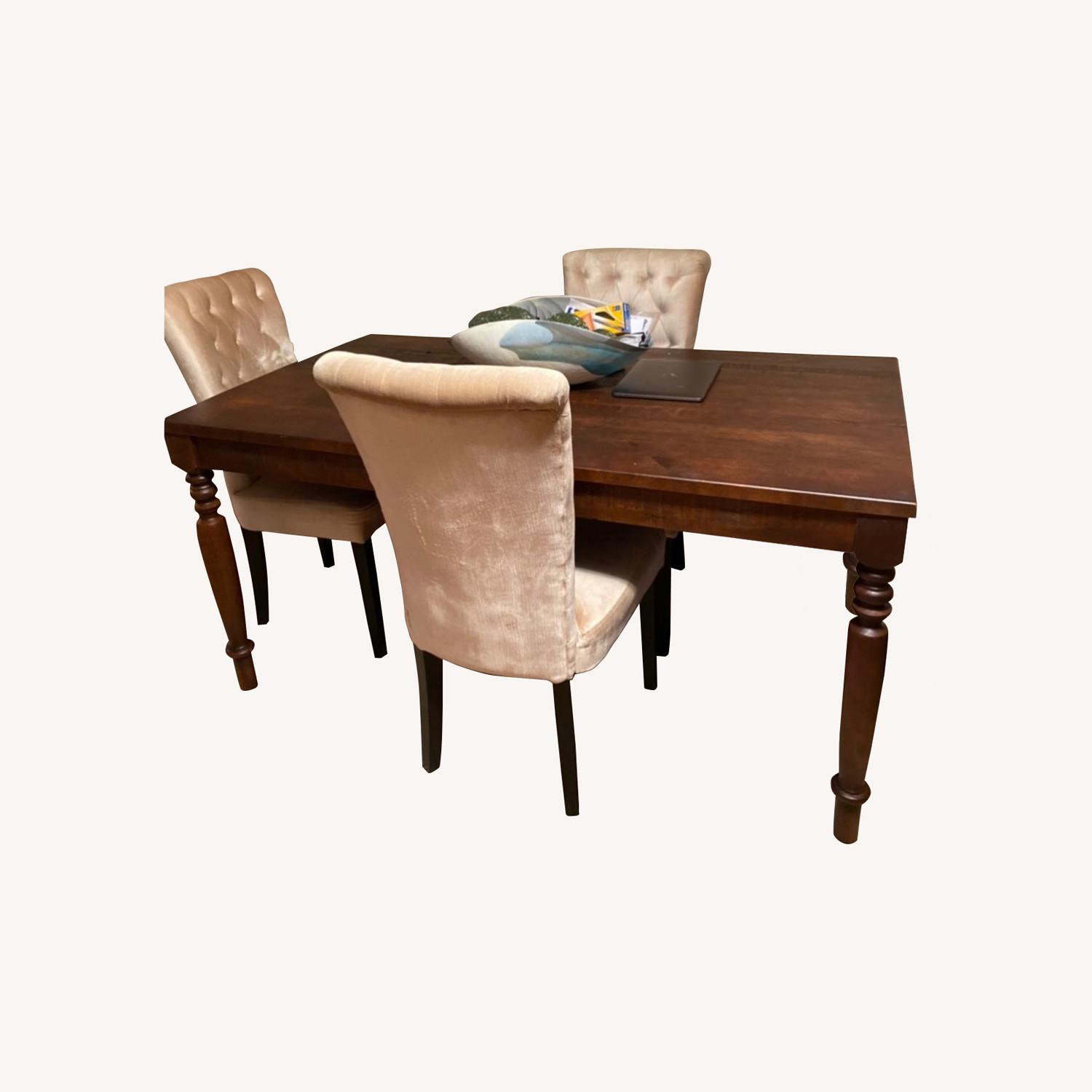 Rustic Wood Dark Brown Dining Set , Seats 6 - AptDeco