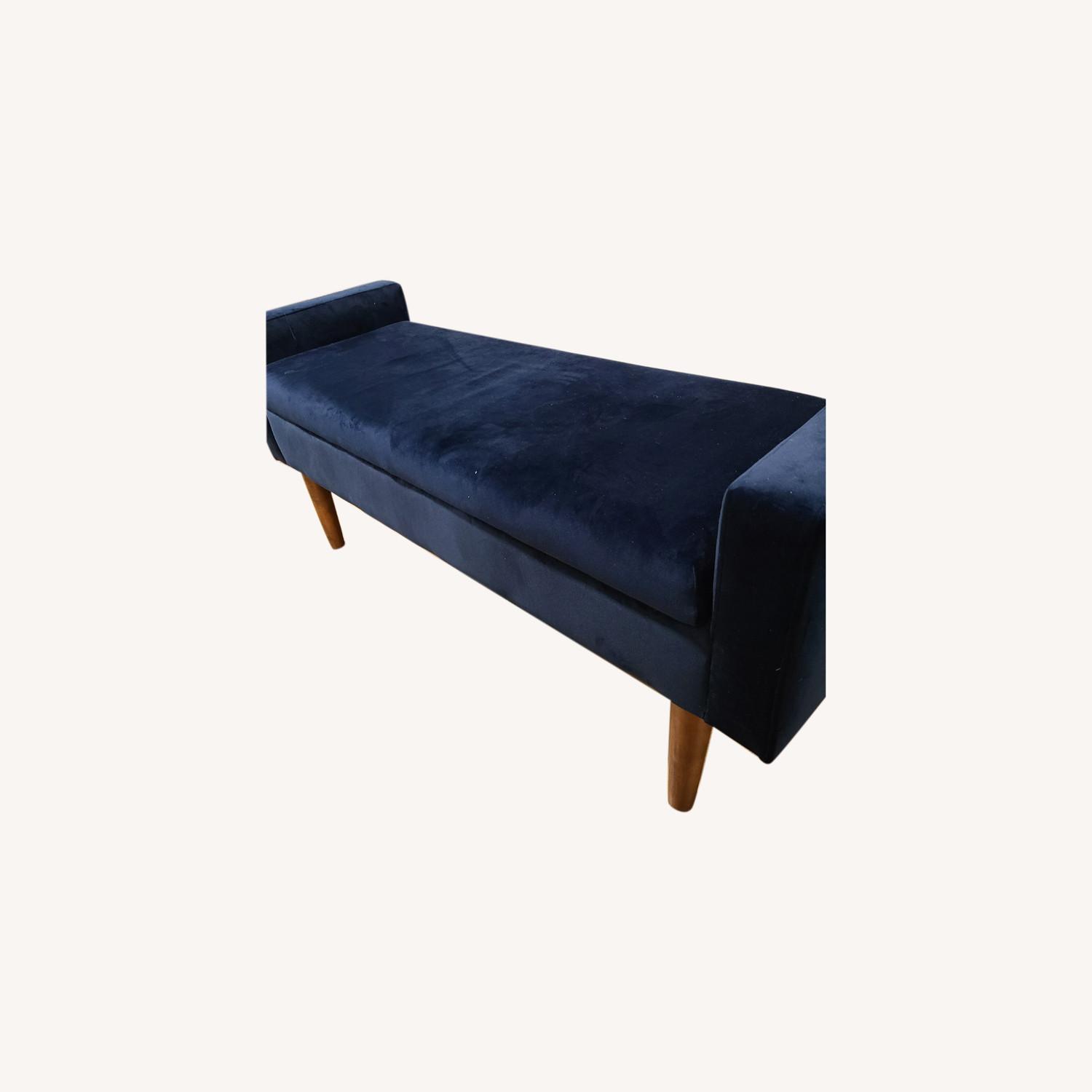 Navy Blue Bench with Lift Top Storage - AptDeco
