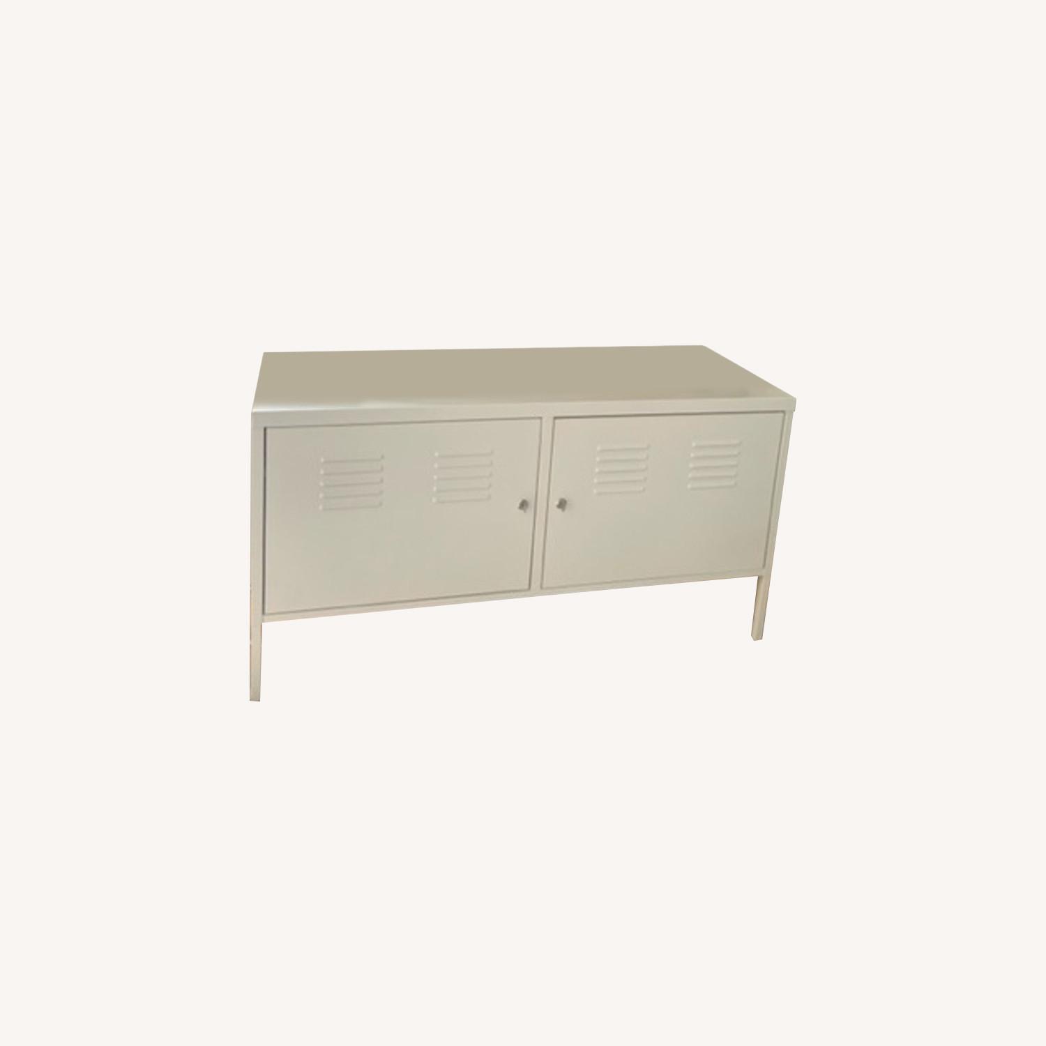 White Industrial Locker TV Cabinet - AptDeco