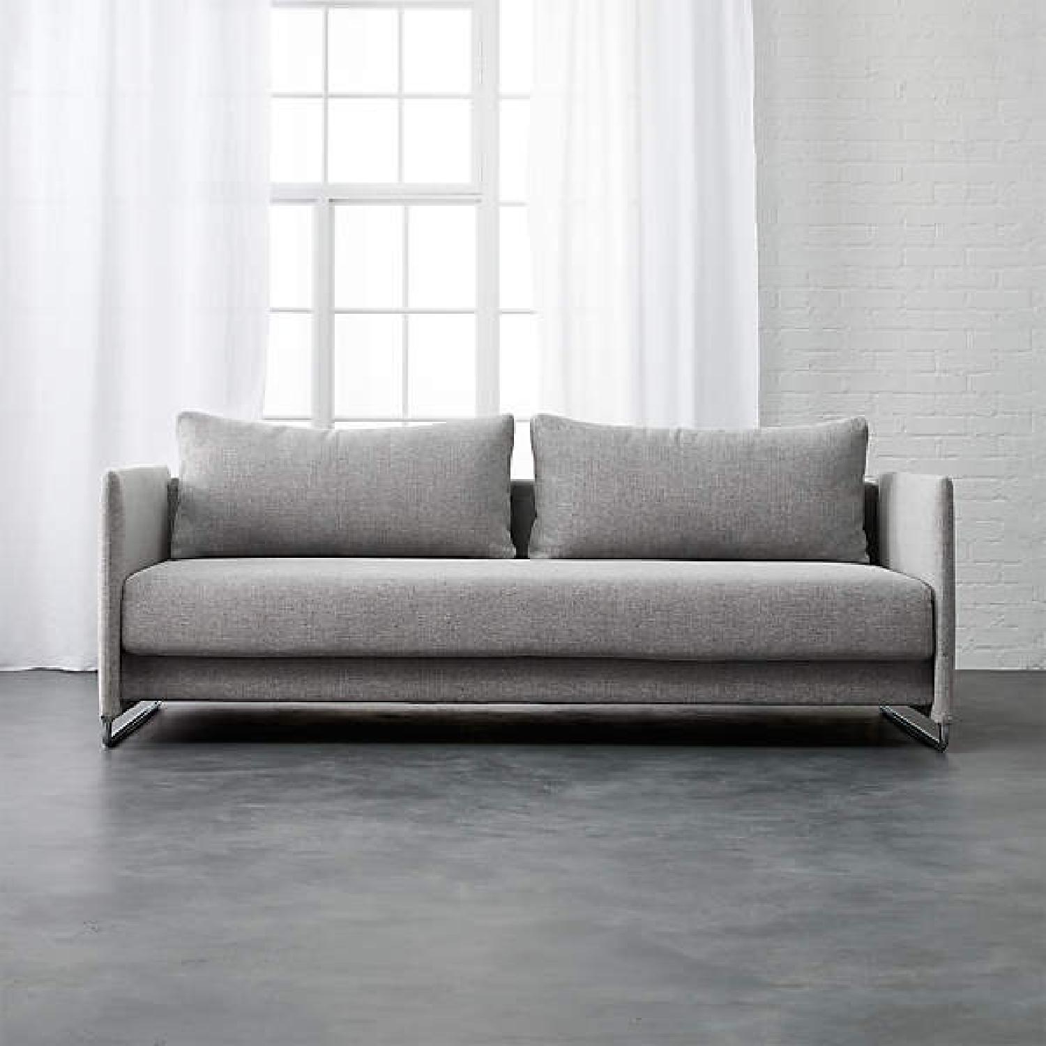 CB2 Tandom Microgrid Gray Sleeper Sofa - AptDeco