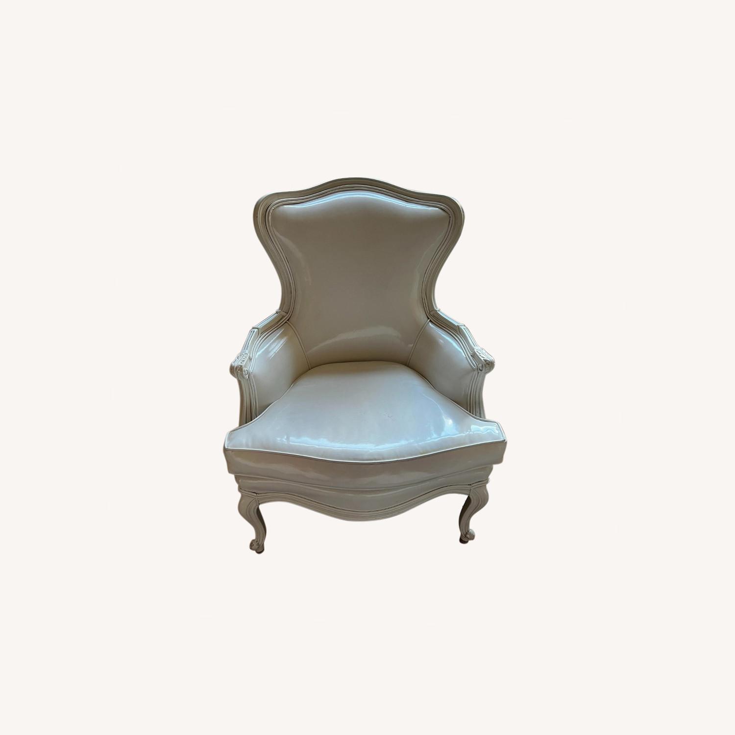 White Leather Victorian Chair - AptDeco