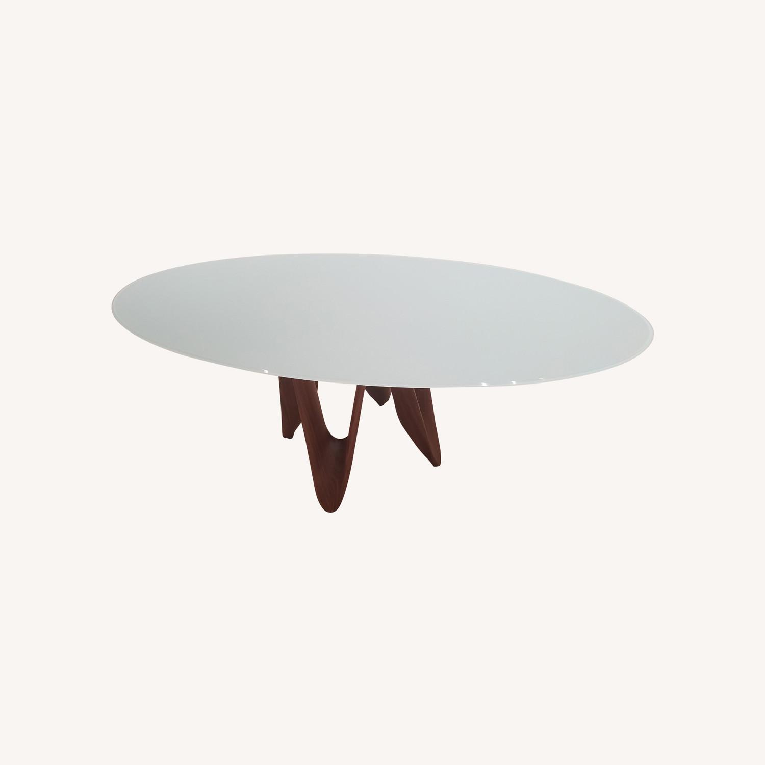 Sovet Dining Table with Lambda Base Walnut. - AptDeco