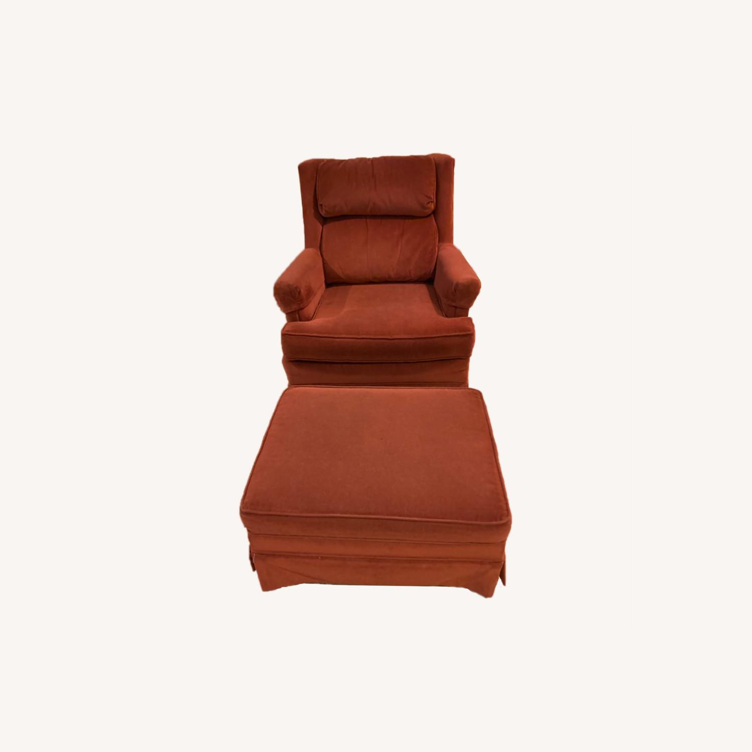 Vintage Red Suede Armchair - AptDeco