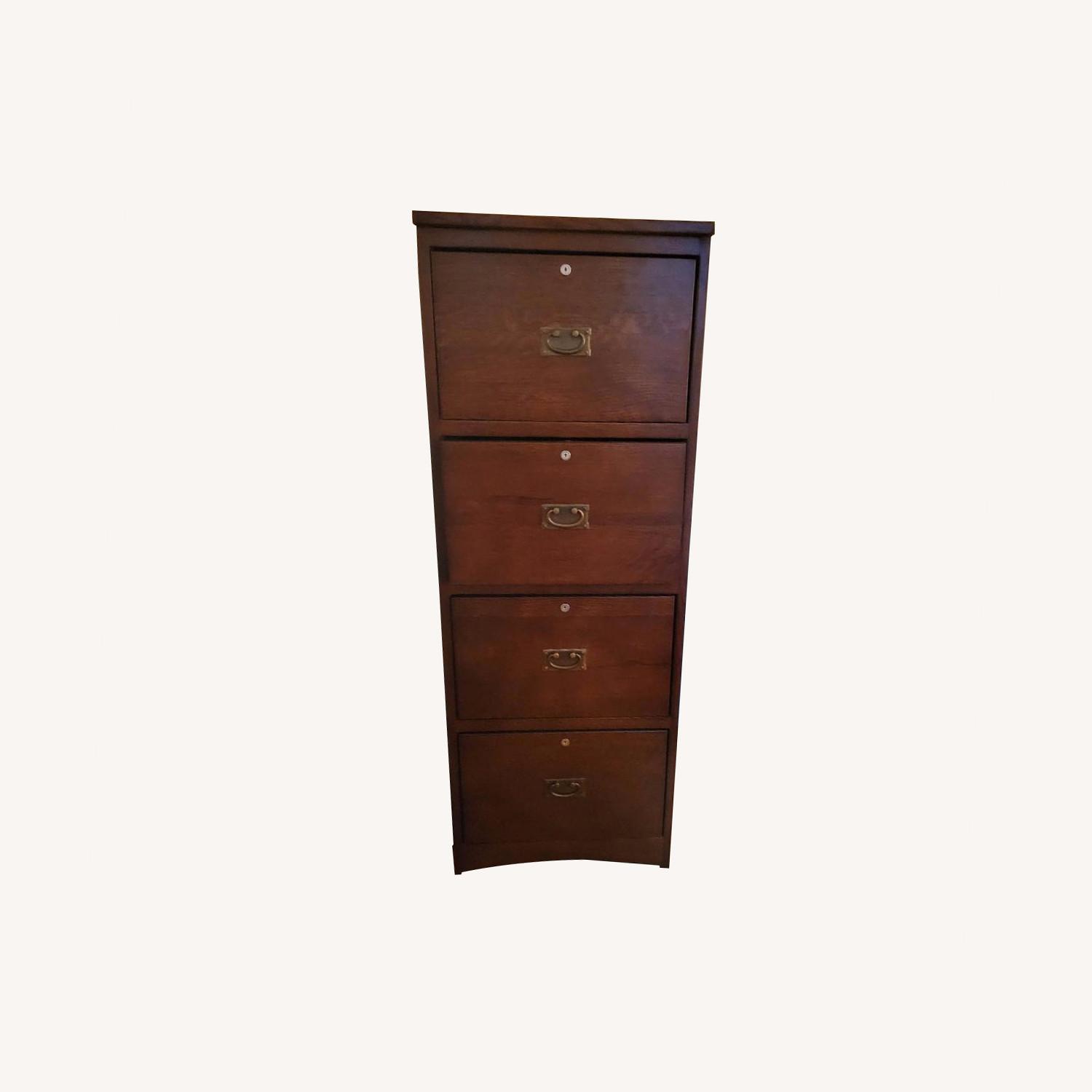 Solid Oak Filing Cabinet With Locking Drawers - AptDeco