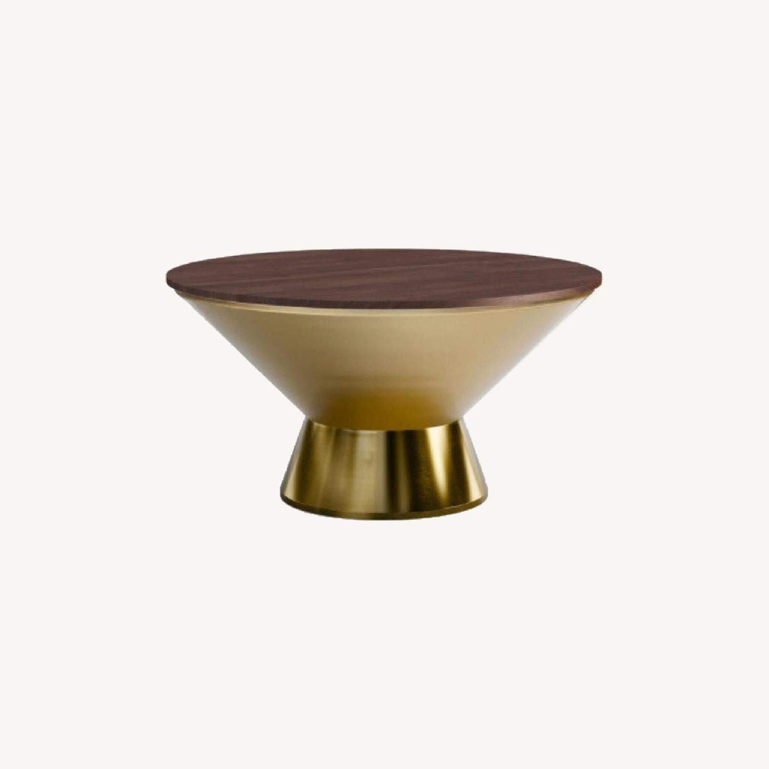 Burrow Kettle Coffee Table, Walnut / Brass - AptDeco