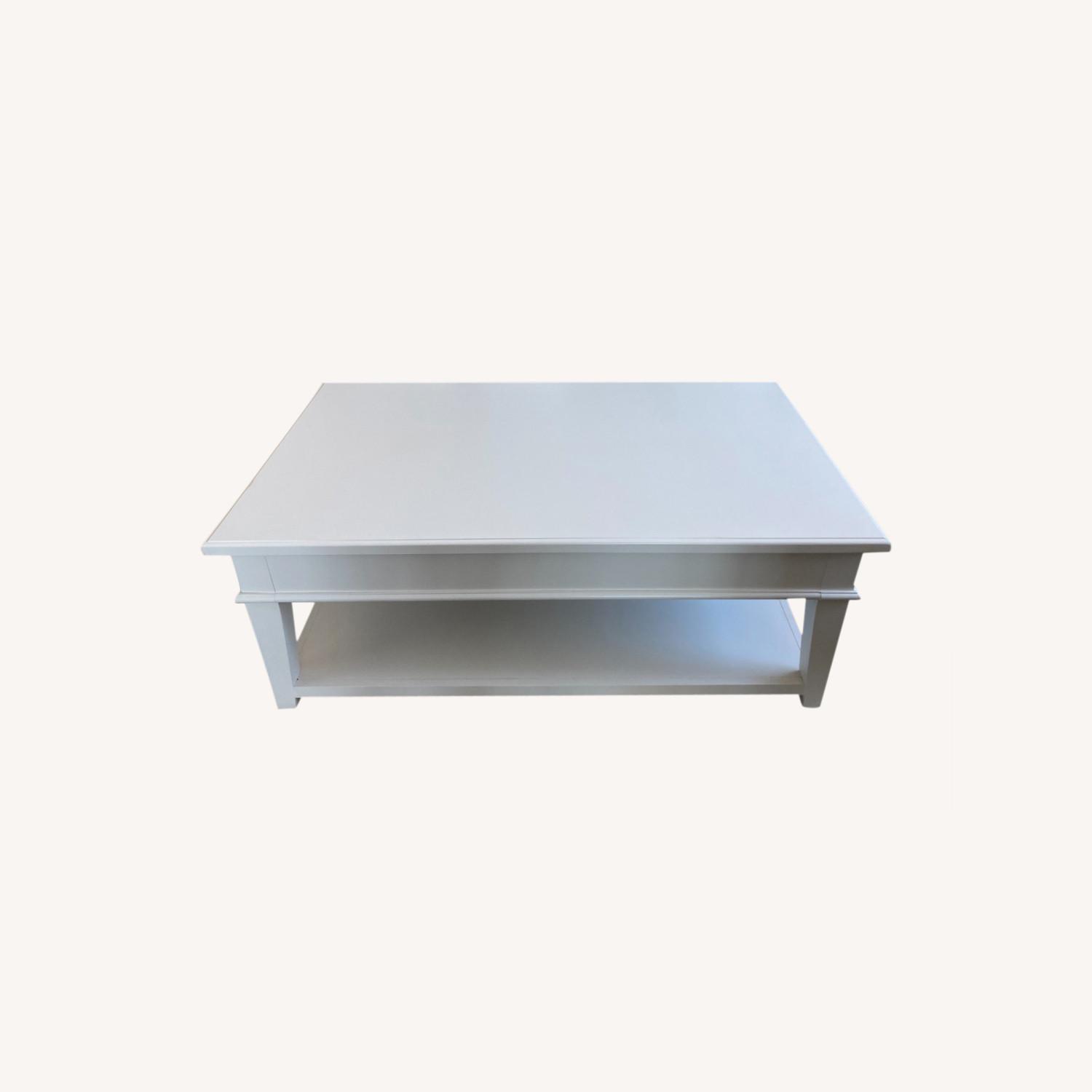White Solid Wood Coffee Table - AptDeco