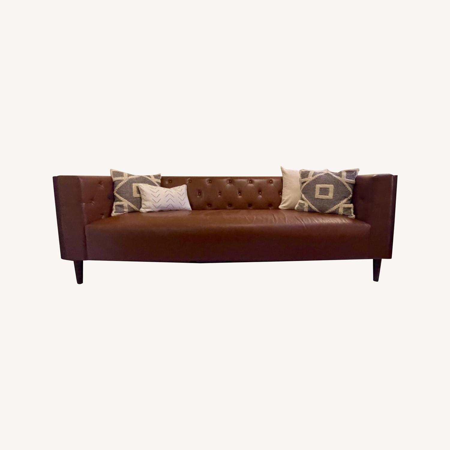 Wayfair Brown Faux Leather Sofa - AptDeco