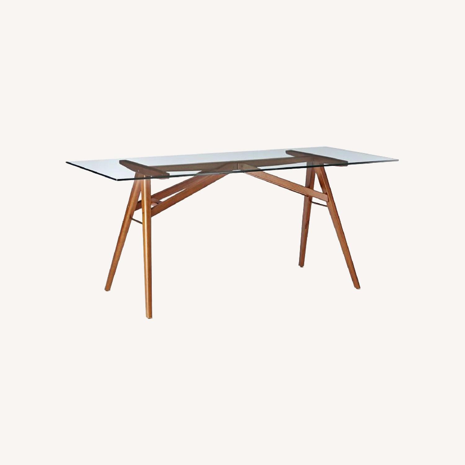 MCM West Elm Glass Dining Table (Jensen) - AptDeco