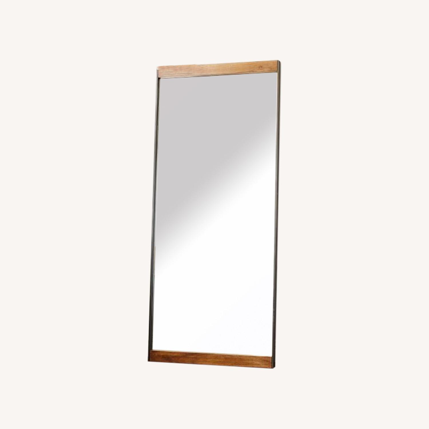 West Elm MCM Iron & Wood Floor Mirror - AptDeco