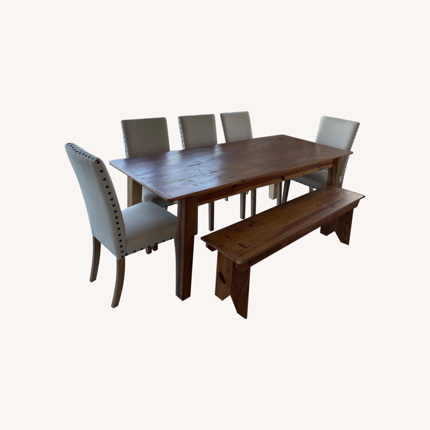 Natural Wood 7 pc Dining Set - AptDeco