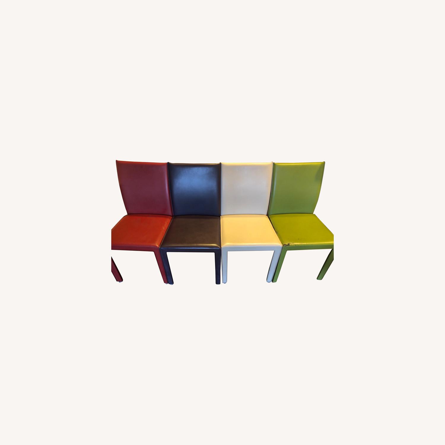 West Elm 4 Multi-Color Leather Dining Chairs - AptDeco