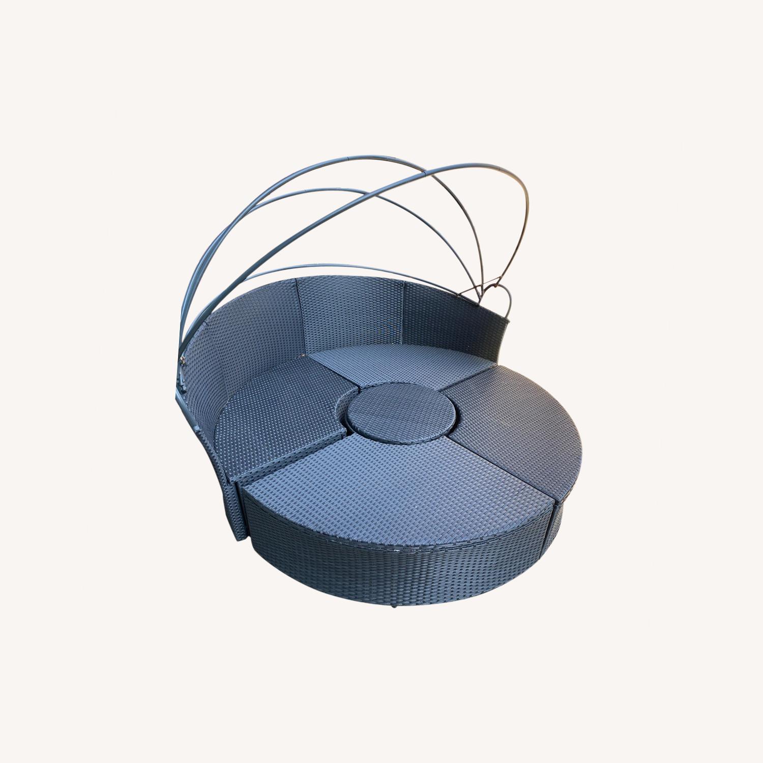 Costway Patio Rattan Daybed Adjustable Table Top - AptDeco