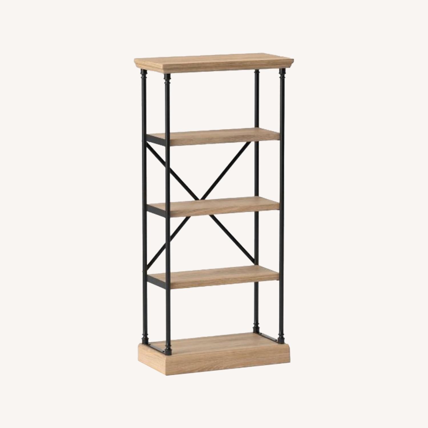 Target Industrial Natural Wood/Cast Iron Bookshelf - AptDeco