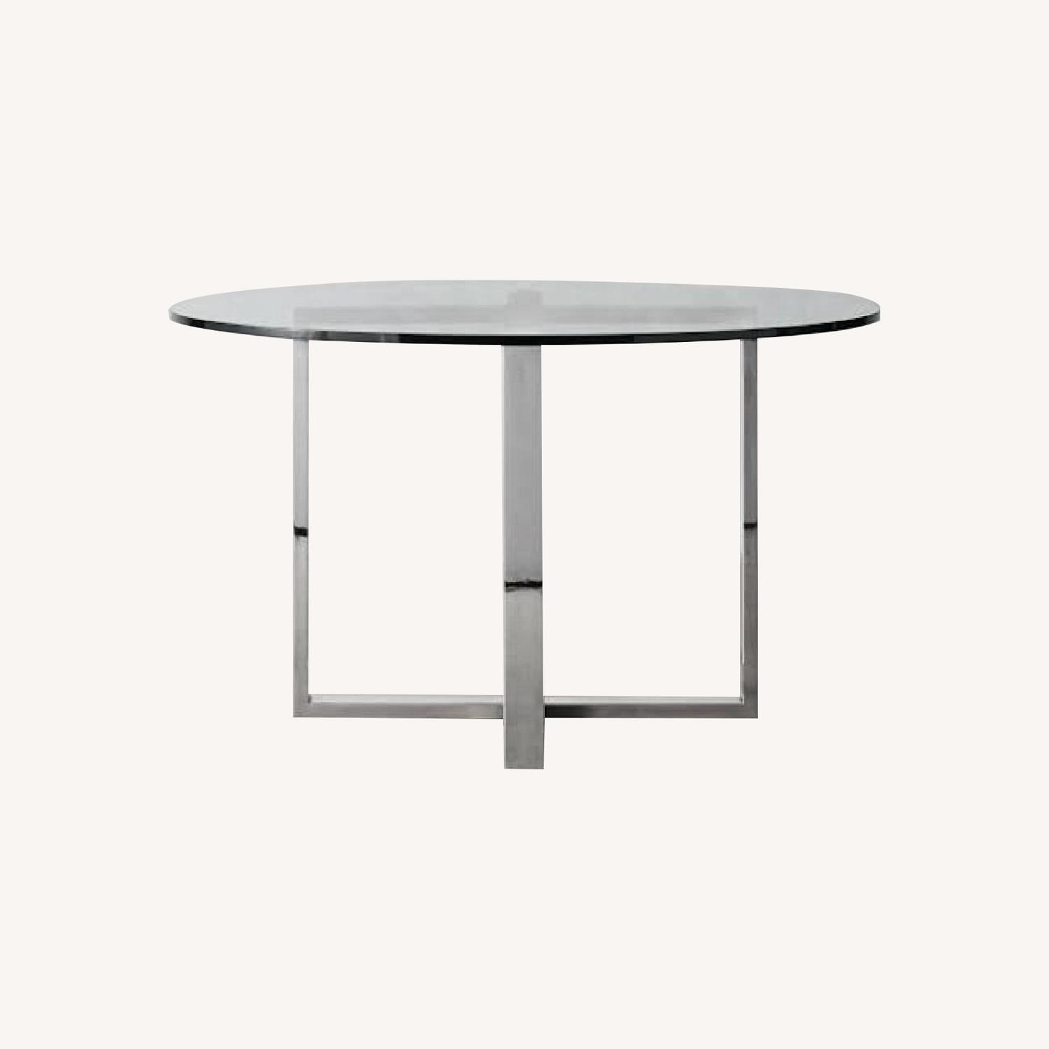 Williams Sonoma Mercer Round Glass Dining Room Table - AptDeco